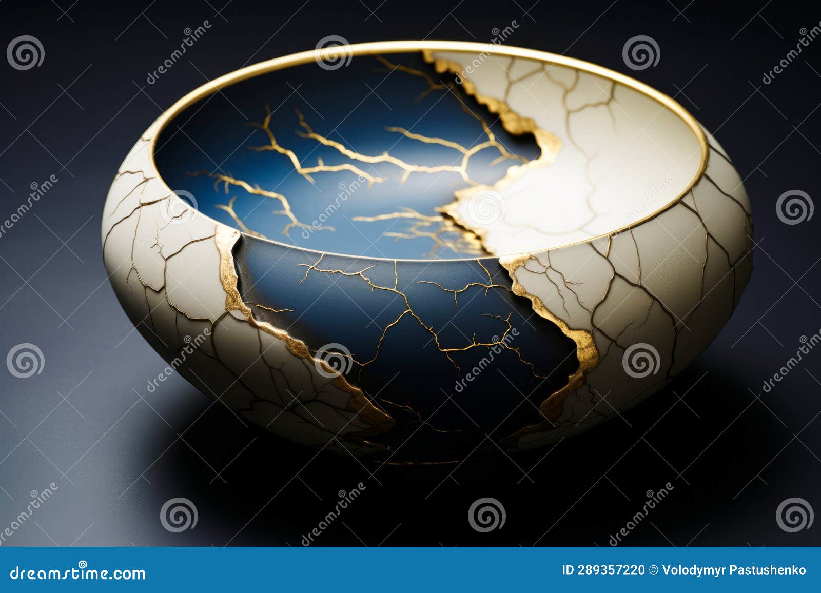 Bowl with Crack in the Middle of it on Table. Generative AI Stock Photo ...