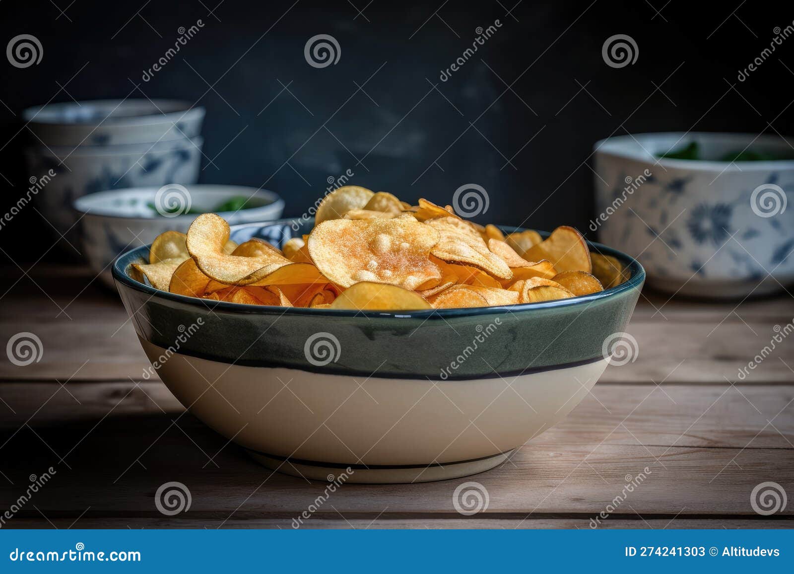 Bowl of Crispy Chips, Ready for Stacking or Sprinkling with Salt and ...