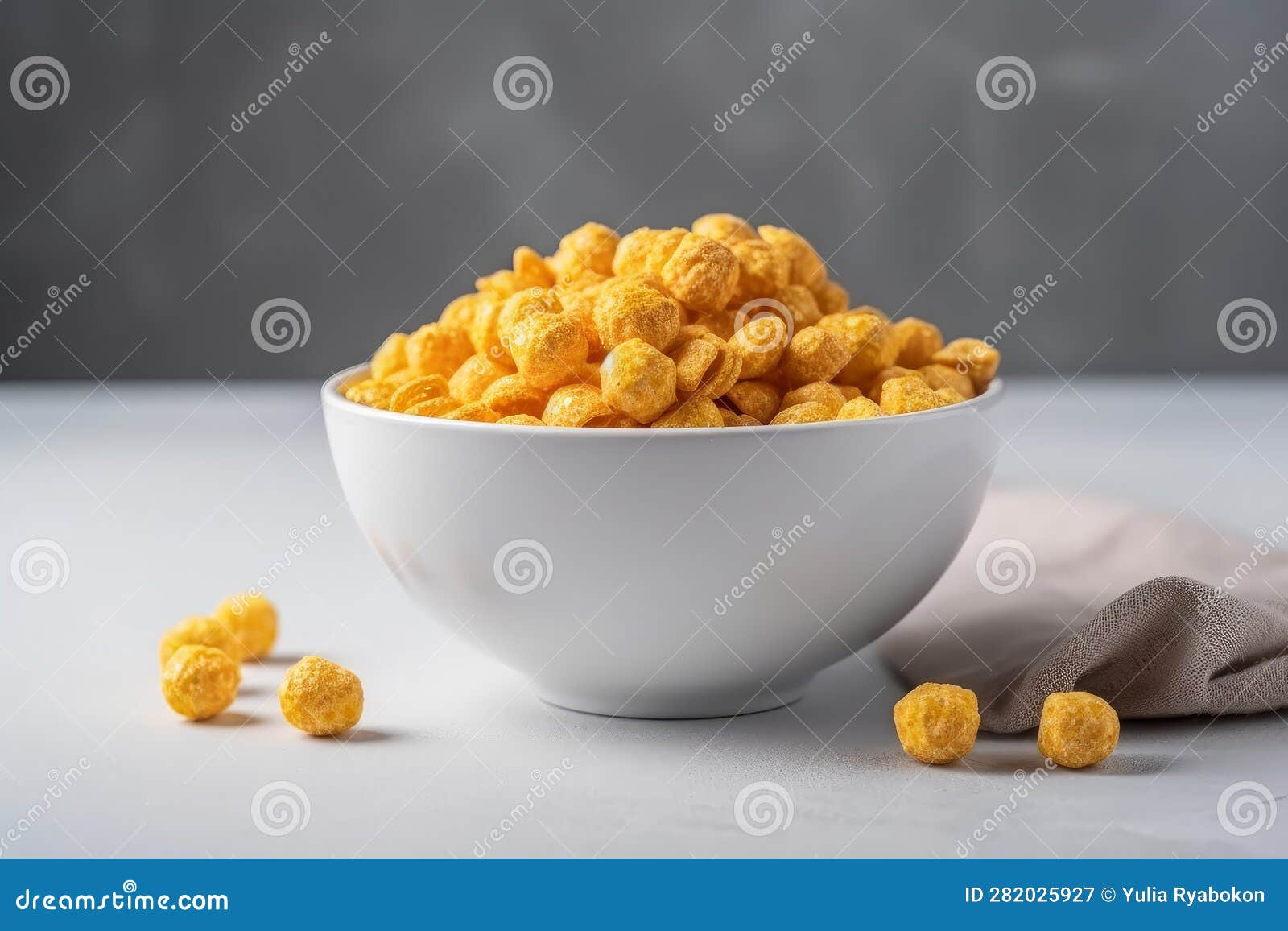 Crispy Puffed Rice Ball With A Golden Texture, Presented On A White ...