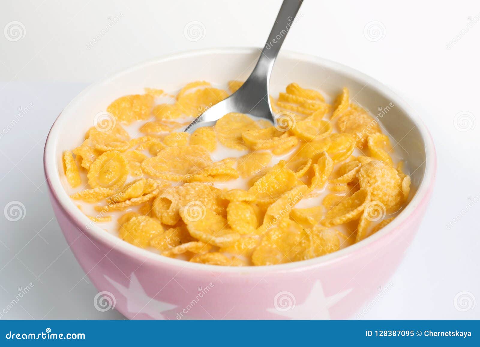 Bowl with Crispy Cornflakes Stock Image - Image of isolated, grain ...