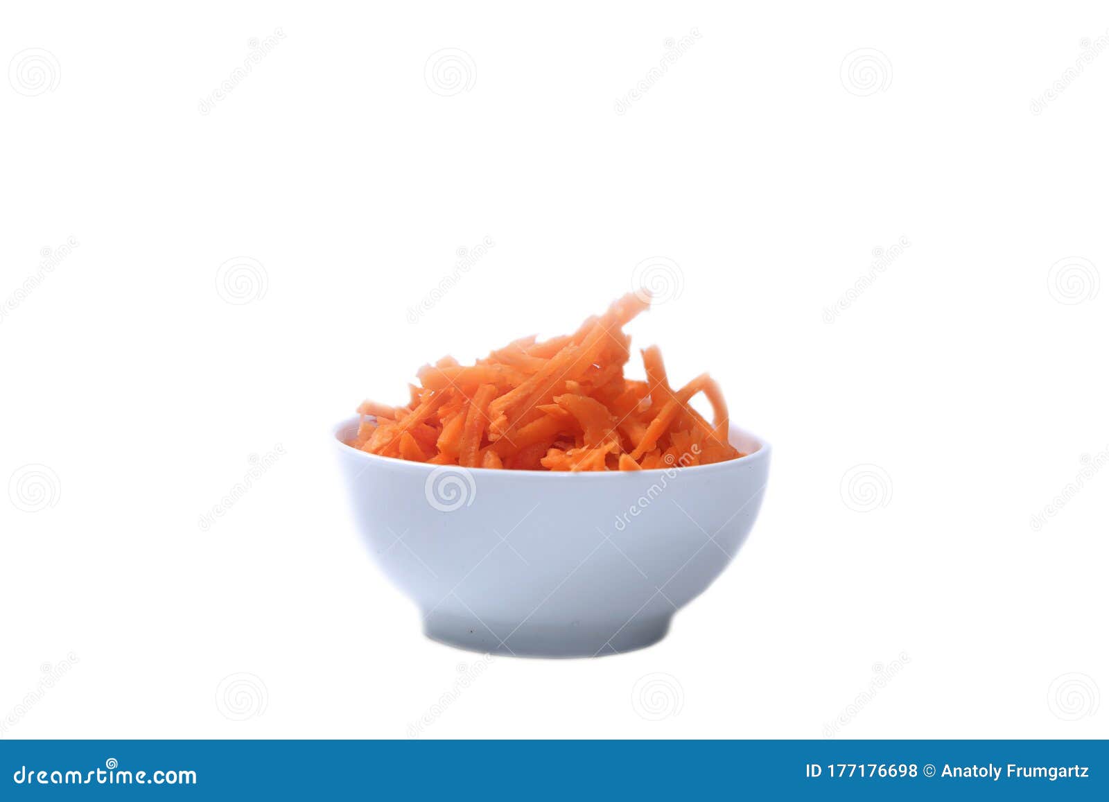 A Bowl of Cut Carrot Isolated on White Background. Horizontal Image ...