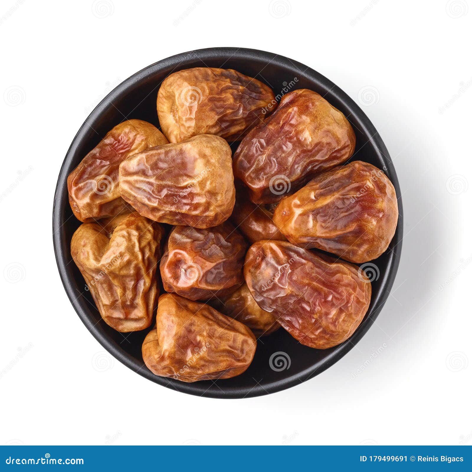 Bowl of Dates Isolated on White, from Above Stock Image - Image of ...