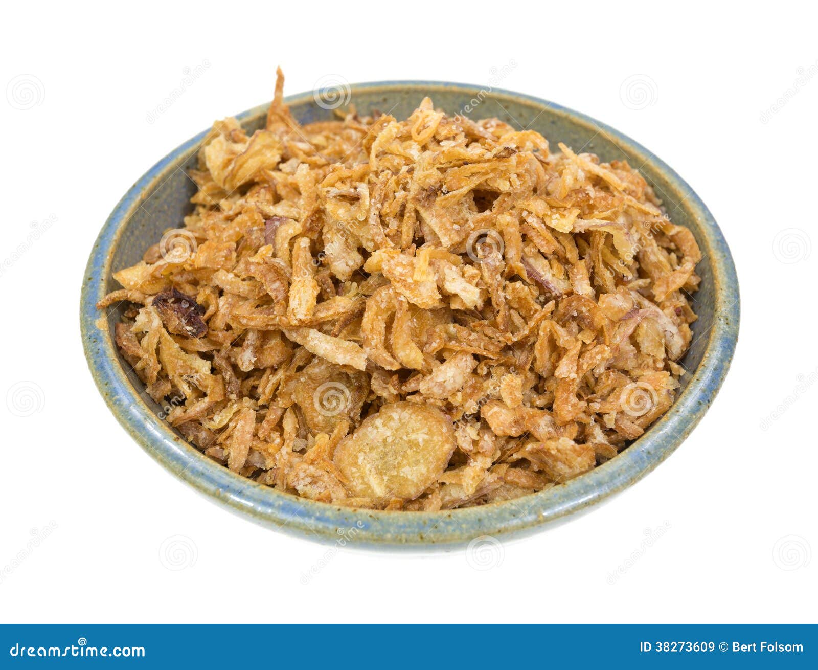 Bowl of deep fried onions stock image. Image of isolated - 38273609