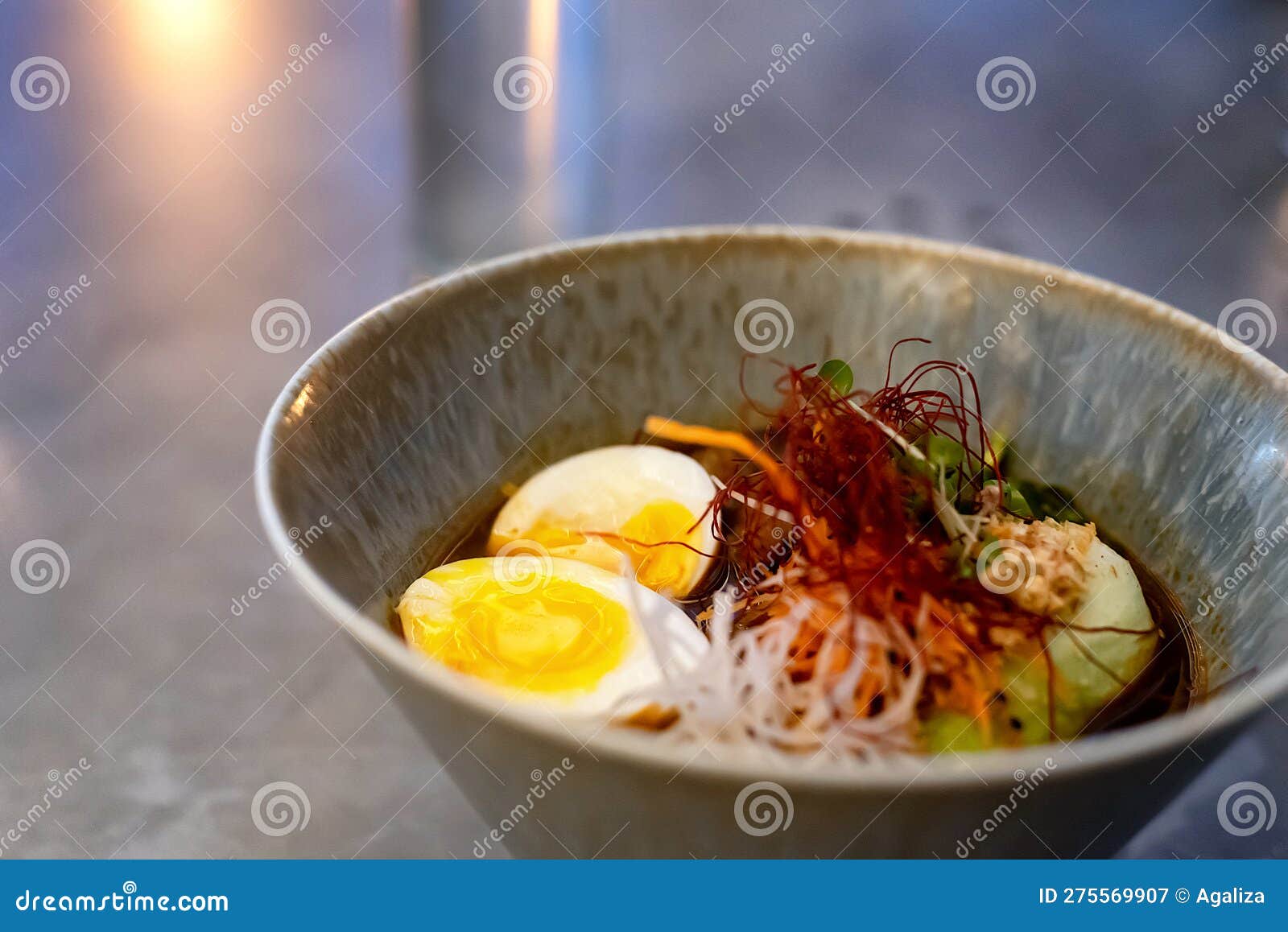 Bowl of Delicious Ramen with Egg and Various Garnishings Stock Image ...