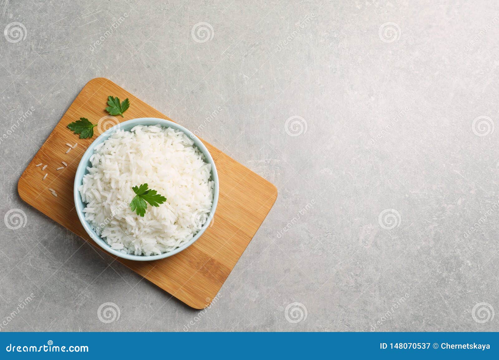 Bowl of Delicious Rice on Table, Top View Stock Image - Image of dish ...