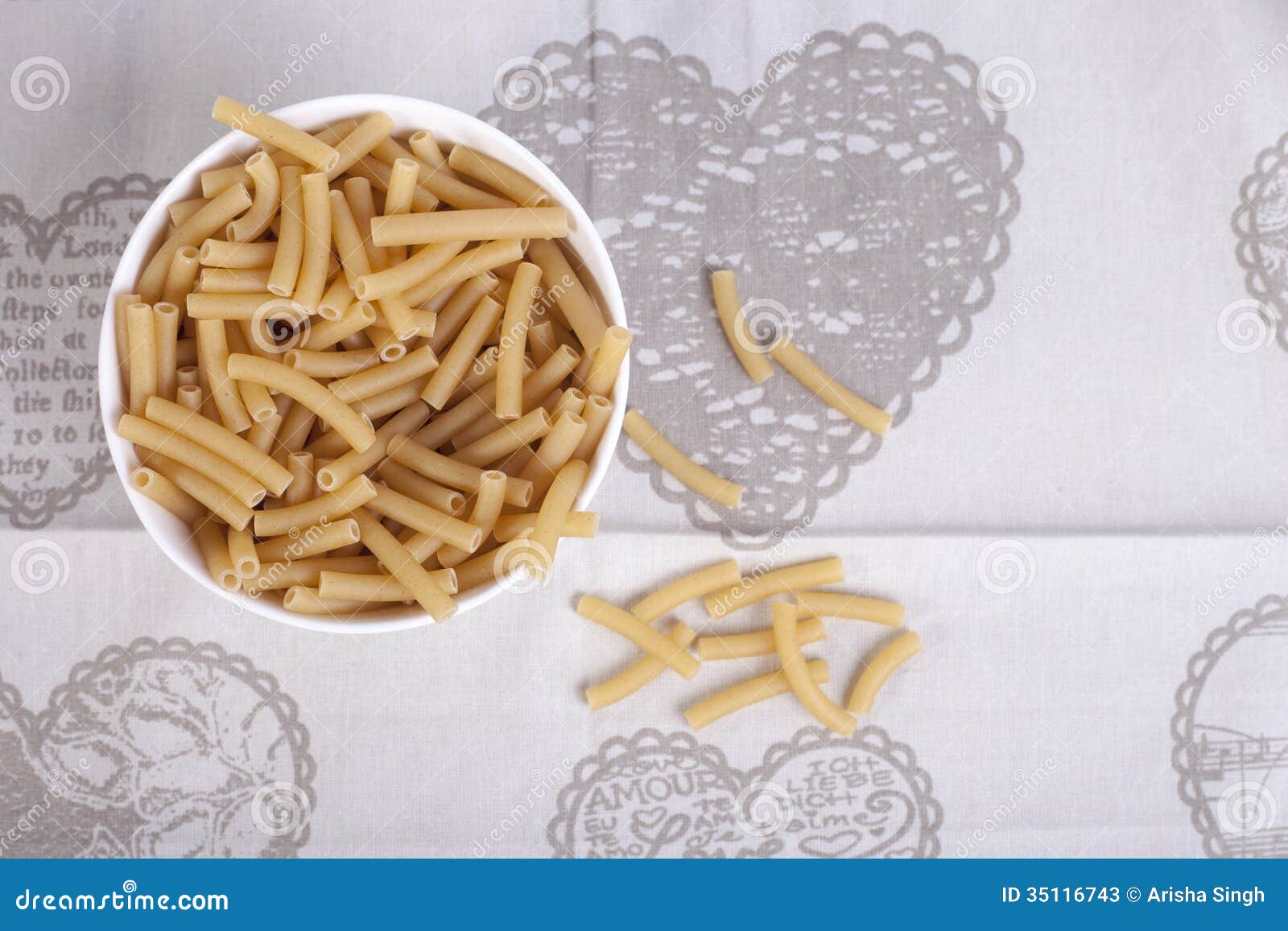 Bowl of Dried Macaroni Pasta Stock Image - Image of spiraled ...