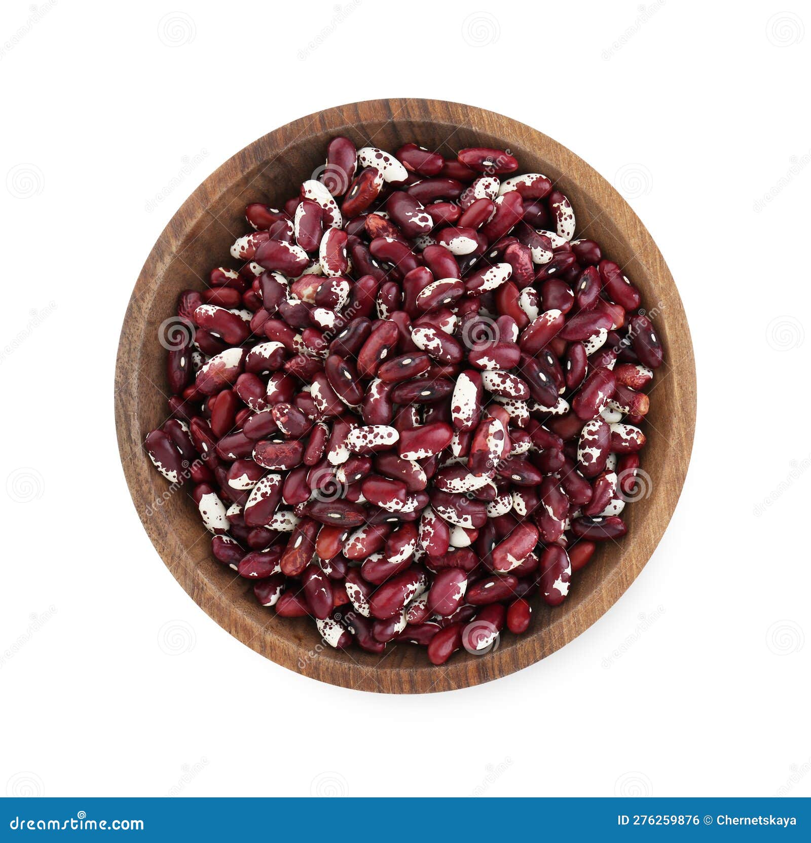 Bowl with Dry Kidney Beans Isolated on White, Top View Stock Photo ...