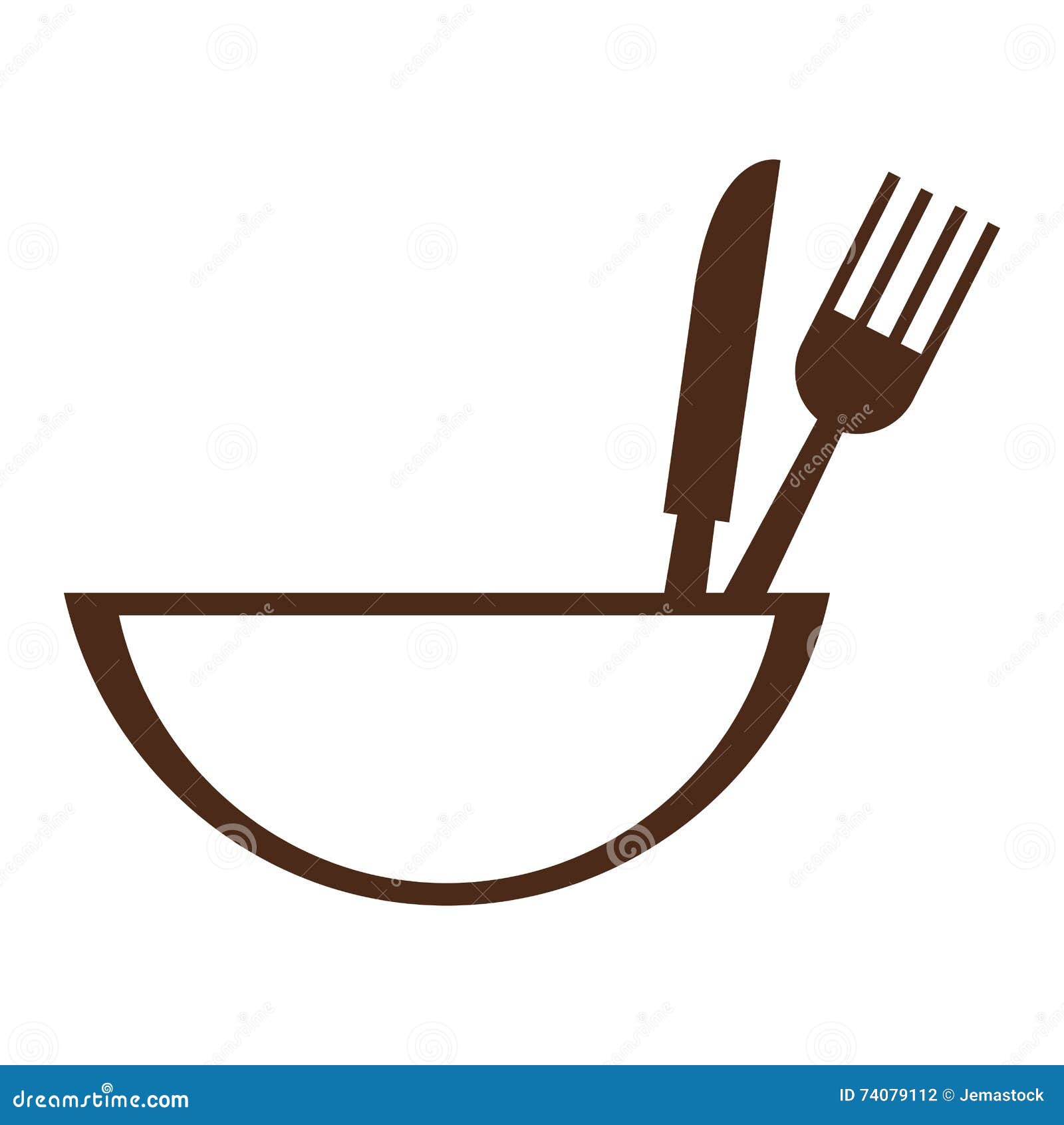 Bowl with Eating Utensils Icon Stock Illustration - Illustration of ...