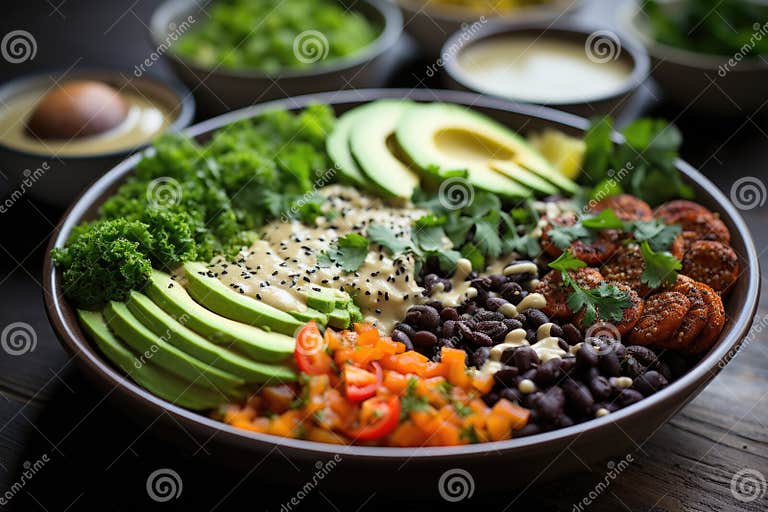 A Bowl Filled With Lots Of Different Types Of Food Ai Stock Image Image Of Eating Closeup
