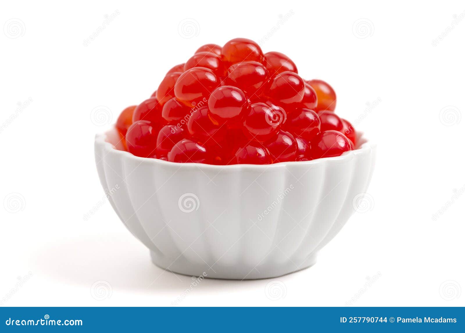 A Bowl Filled with Popping Boba on a White Background Stock Photo ...