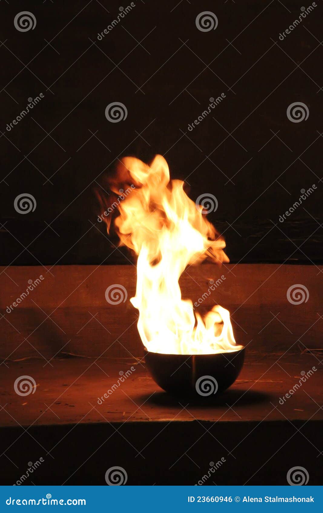 Bowl with fire stock photo. Image of pyrotechnics, circus - 23660946