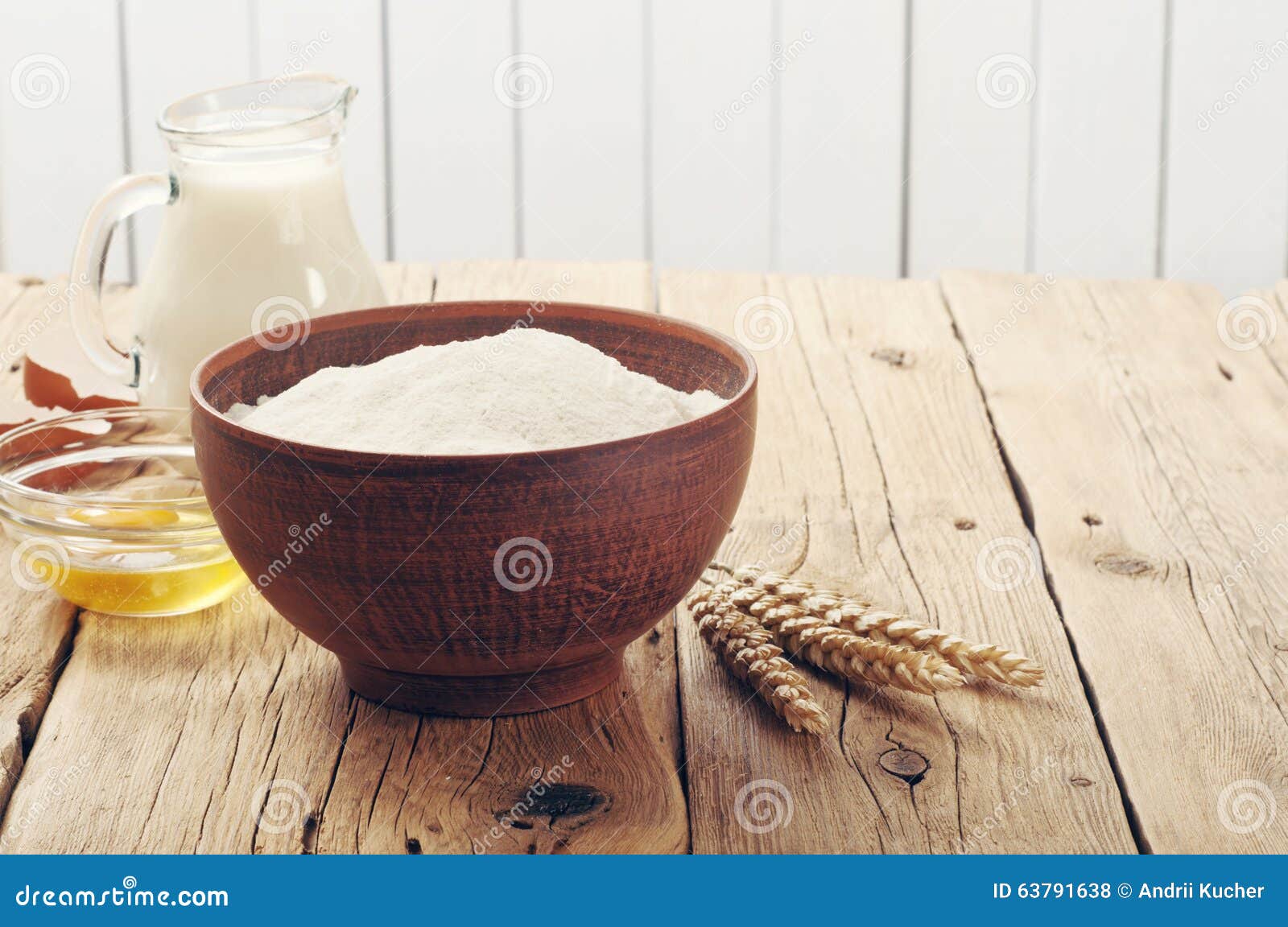 Bowl of flour in a bakery stock photo. Image of brimful - 63791638