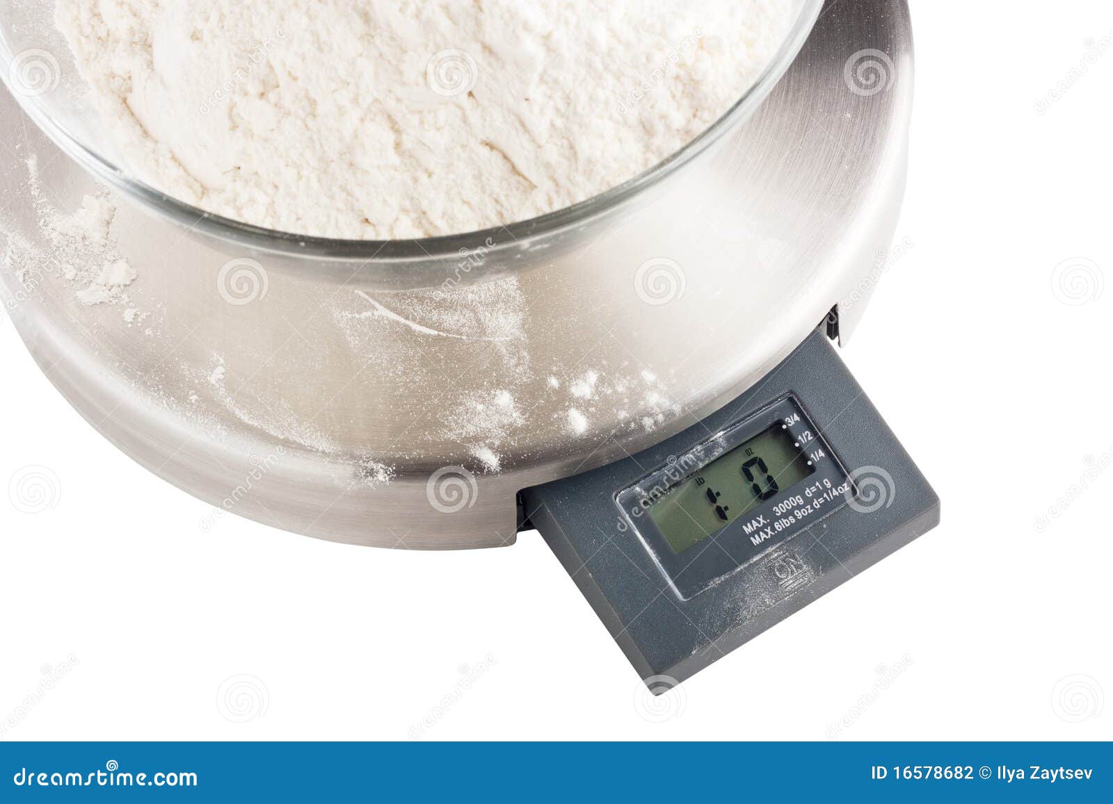 Bowl with Flour on Kitchen Scale Stock Photo - Image of circle, balance ...