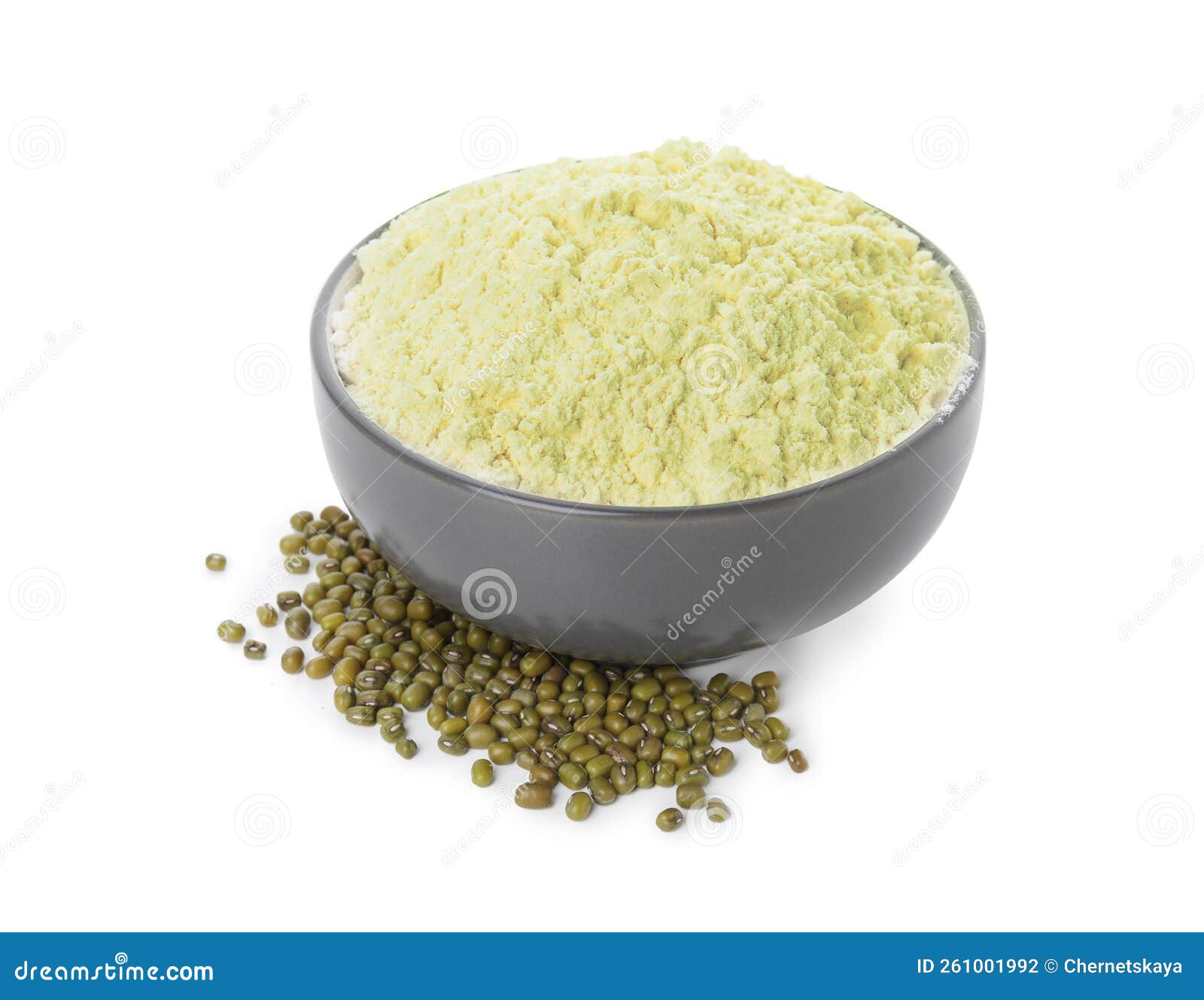Bowl of Flour and Mung Beans on White Background Stock Photo - Image of ...