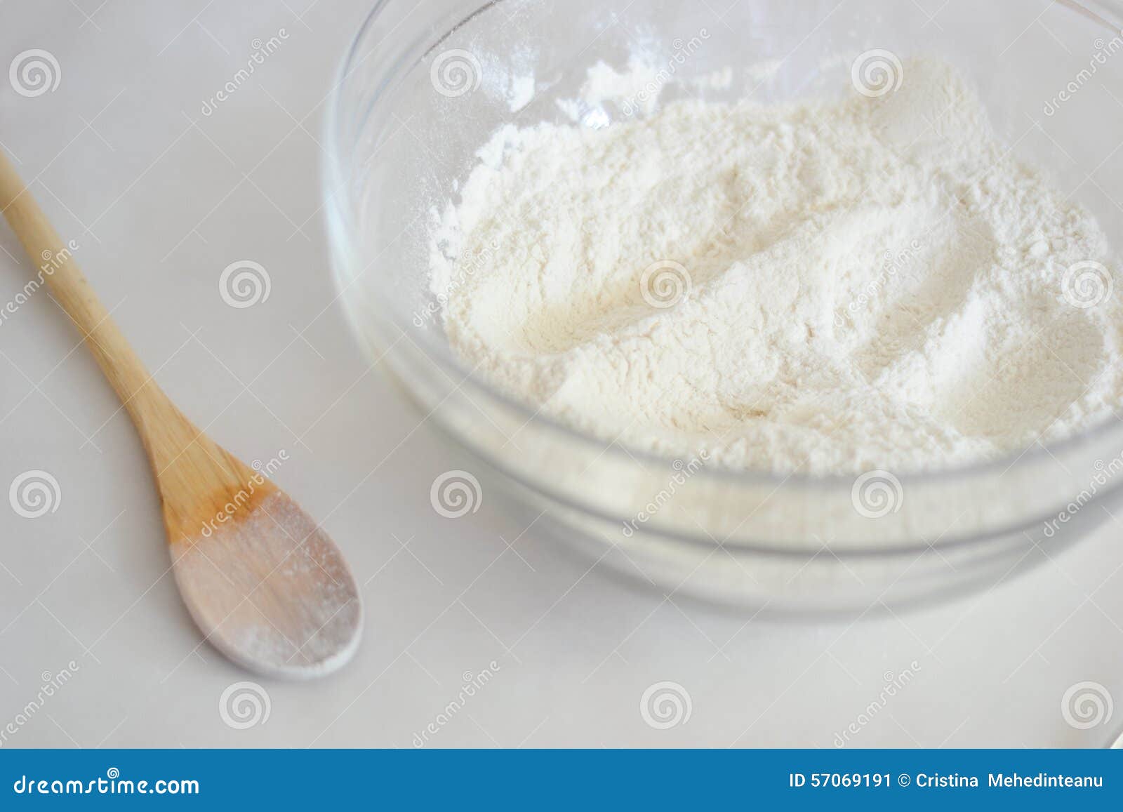 A bowl of flour stock image. Image of food, spoon, cooking - 57069191