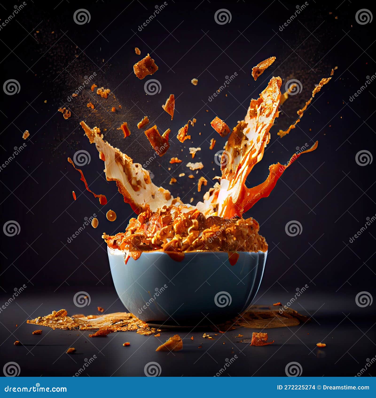 A Bowl of Food Exploding Out of it Stock Illustration - Illustration of ...