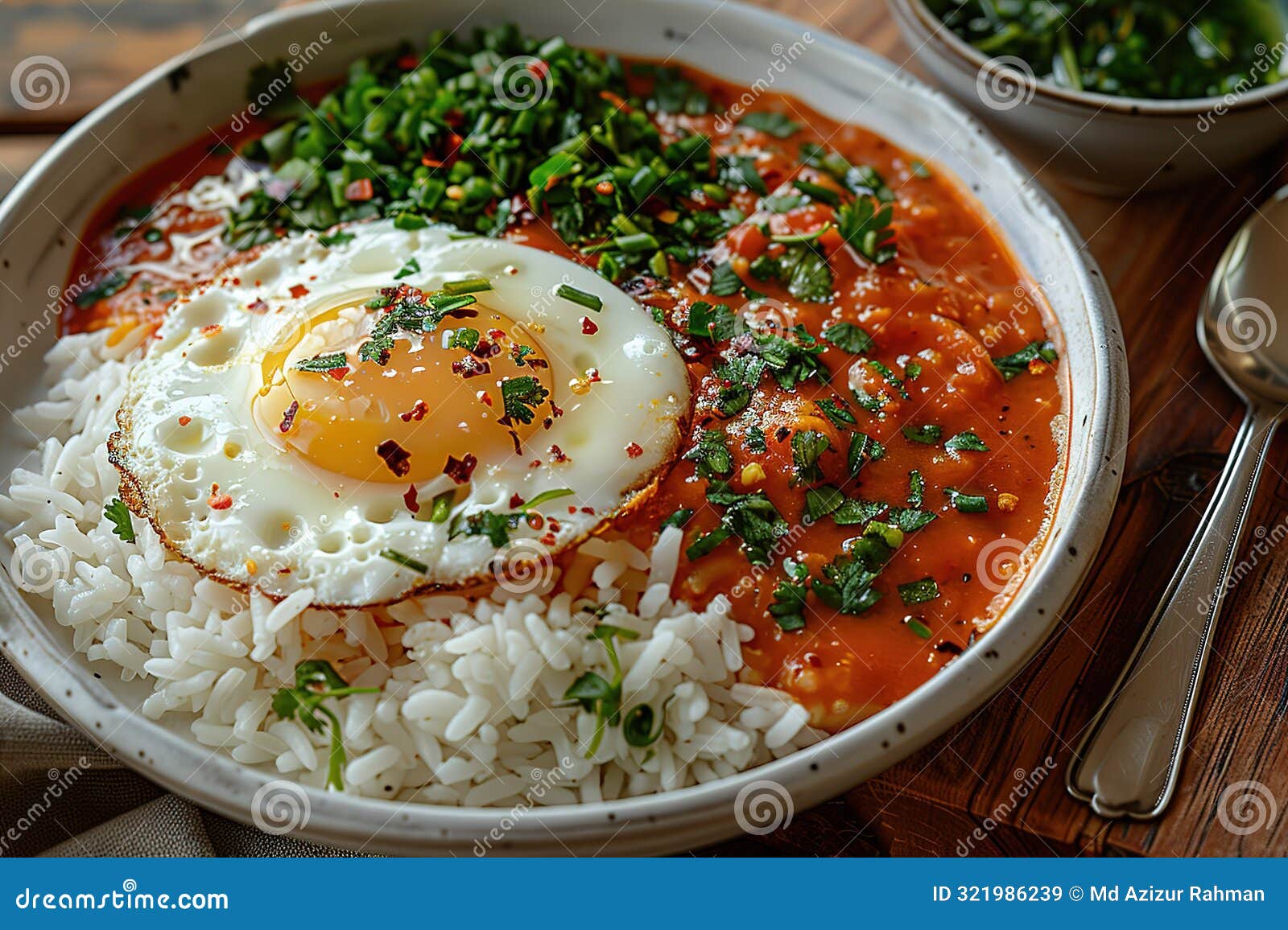 A Bowl of Food with Rice, Beans, and an Egg Stock Illustration ...