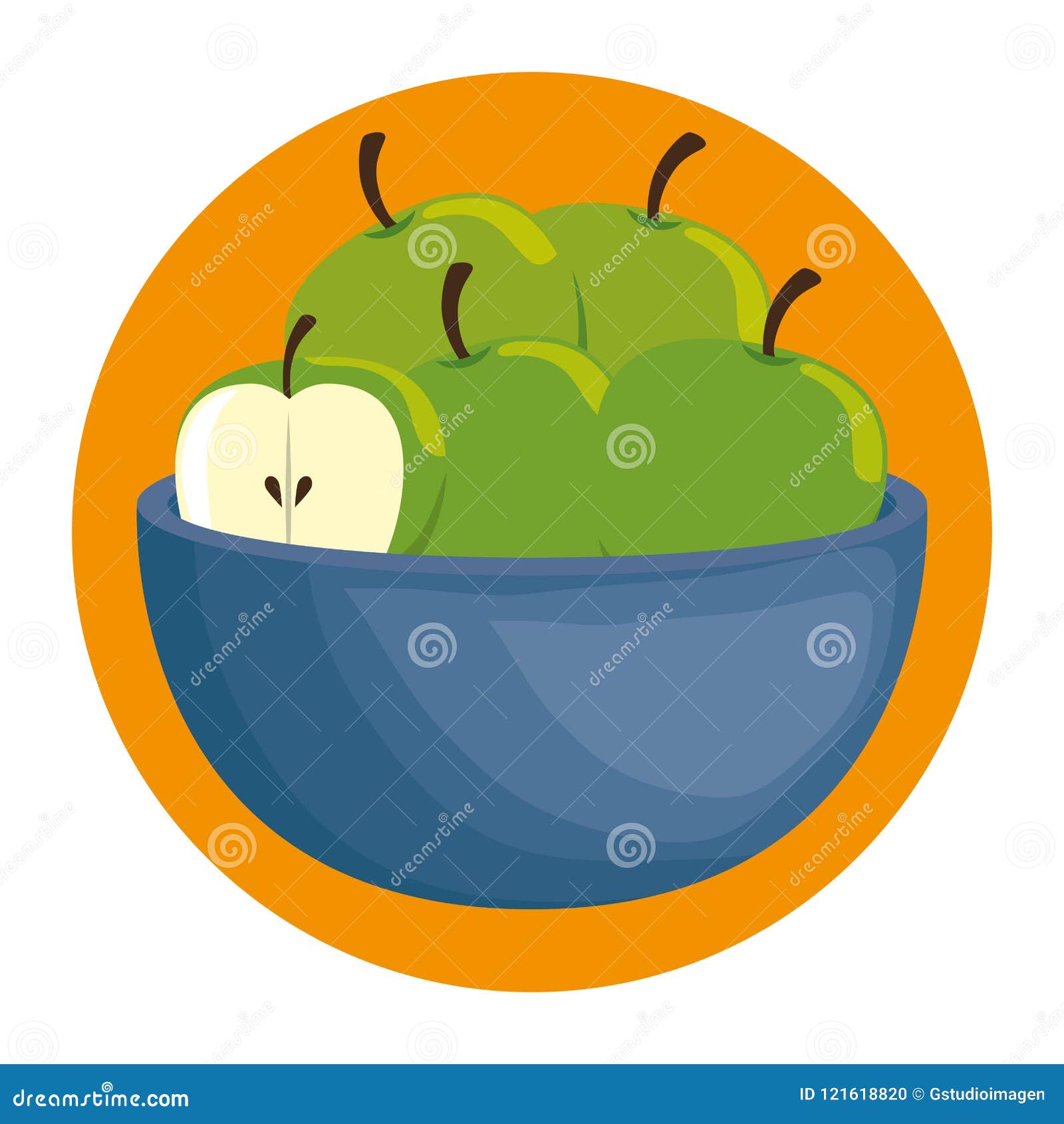 Bowl with fresh apples stock vector. Illustration of appetizer - 121618820