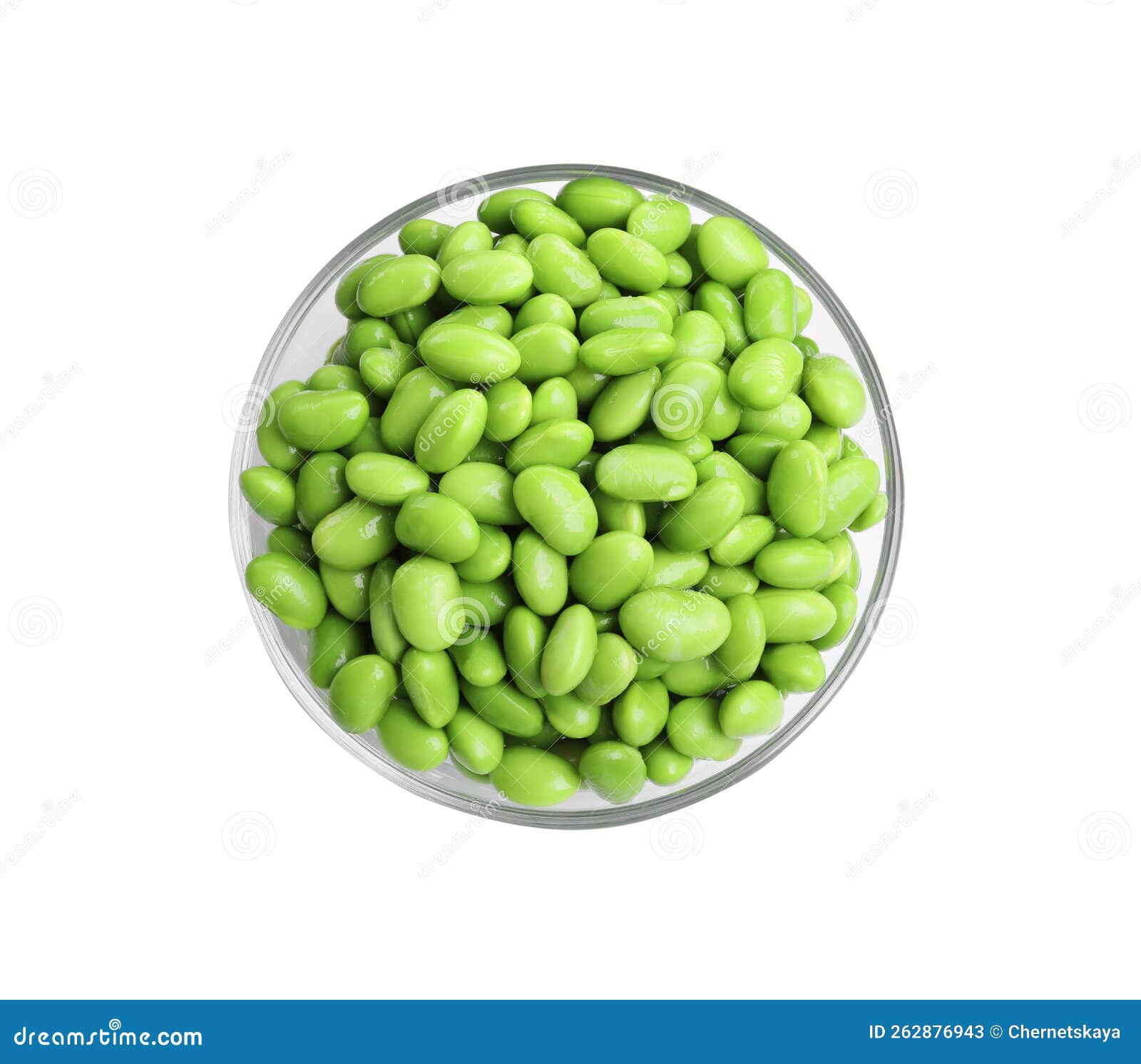 Bowl with Fresh Edamame Soybeans on White Background, Top View Stock ...