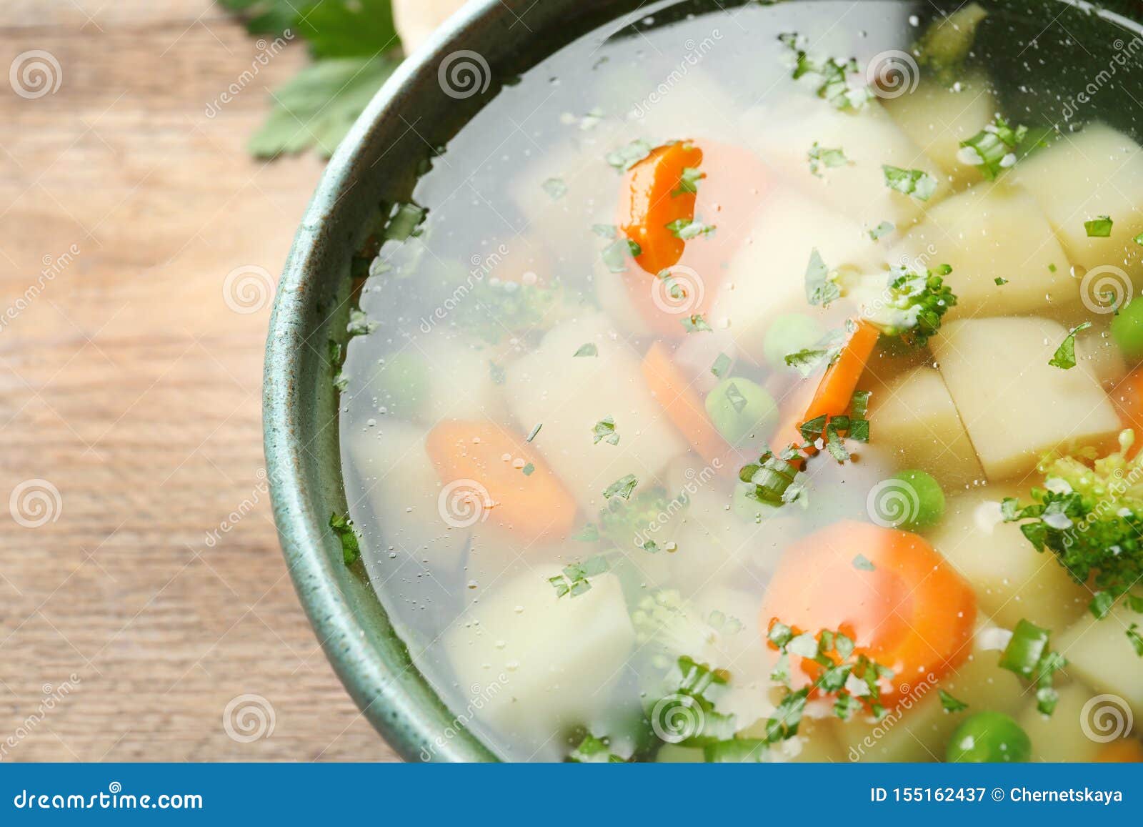 Bowl of Fresh Homemade Soup on Table, Closeup Stock Image - Image of ...