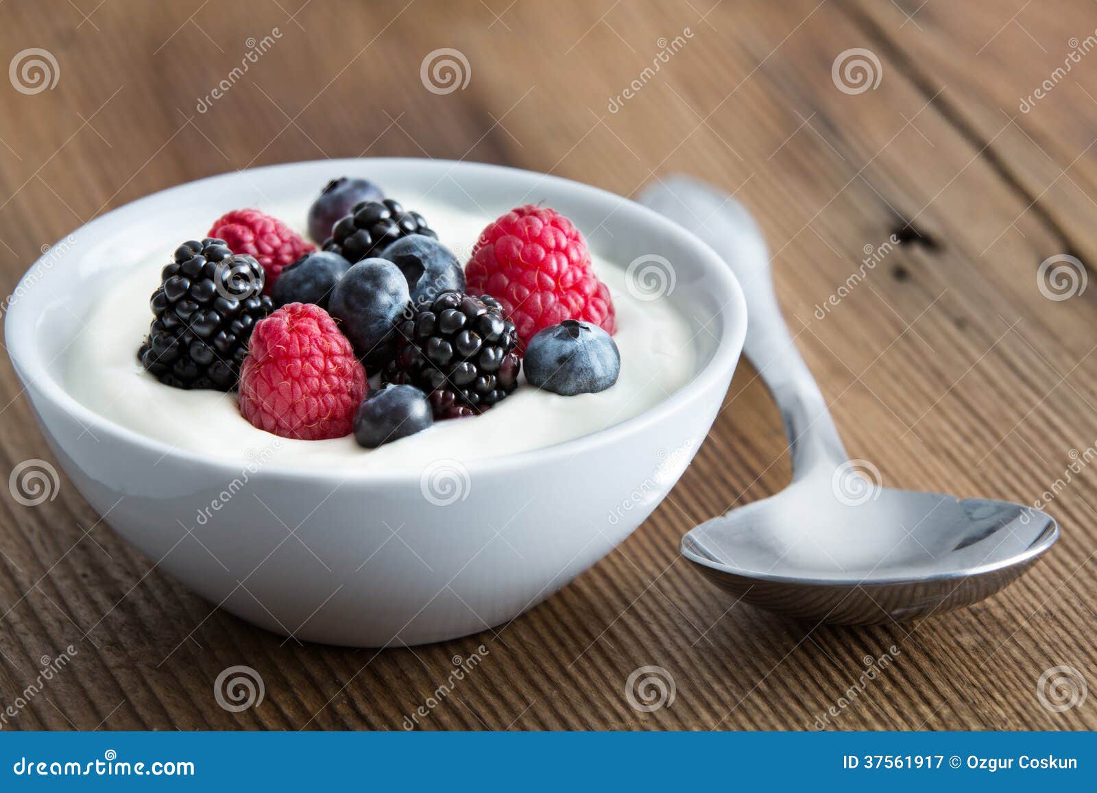 Bowl of Fresh Mixed Berries and Yogurt Stock Image - Image of ceramic ...