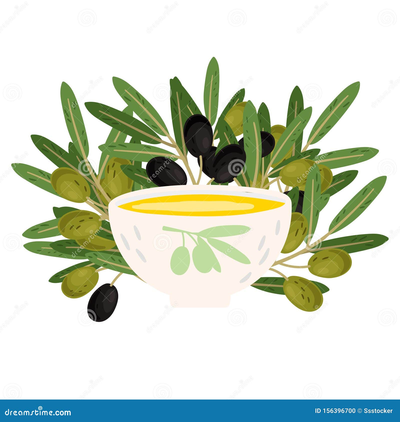 Bowl with fresh olive stock vector. Illustration of glass - 156396700