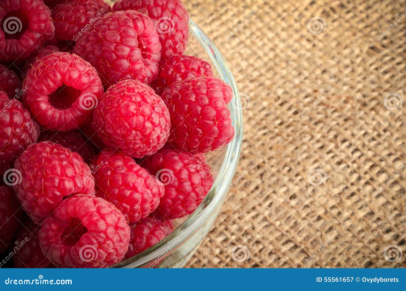 Bowl with Fresh Raspberries with Copy Space Stock Image - Image of ...