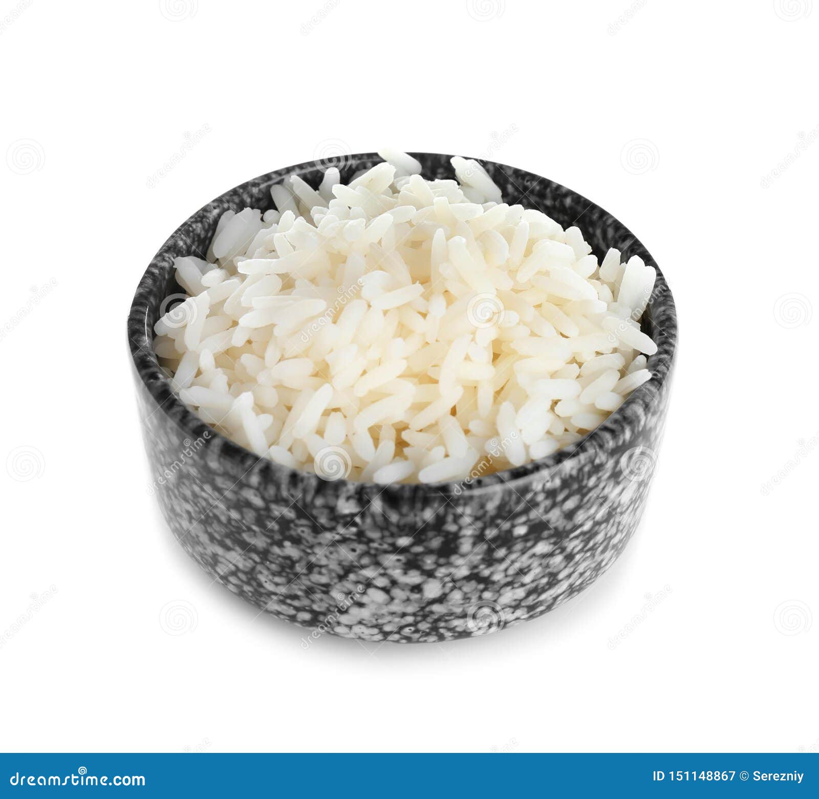 Bowl with Freshly Cooked Rice on White Background Stock Image - Image ...