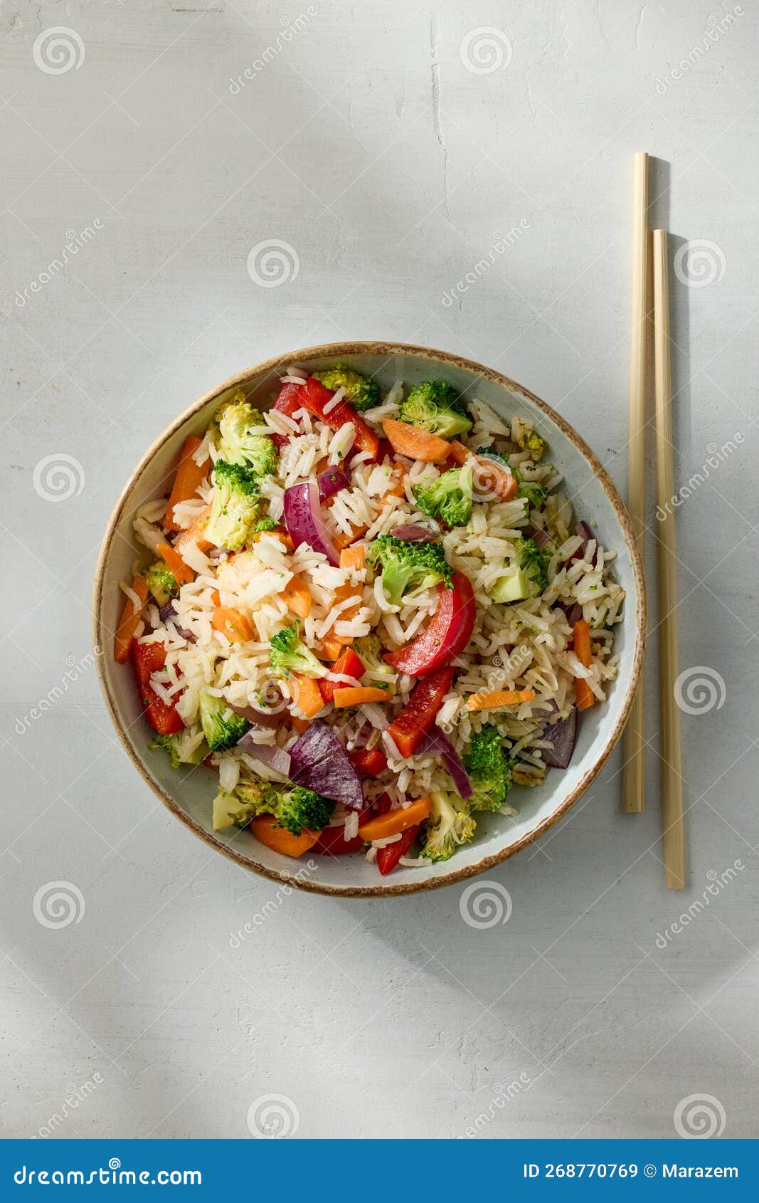 Bowl of Fried Rice and Vegetables Stock Image - Image of dish, healthy ...