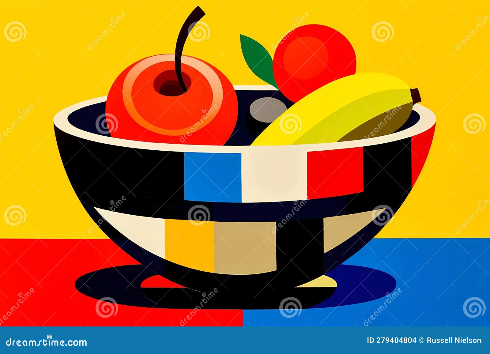 Bowl Of Fruit In The Style Of De Stijl Generative Ai Stock Illustration Illustration Of