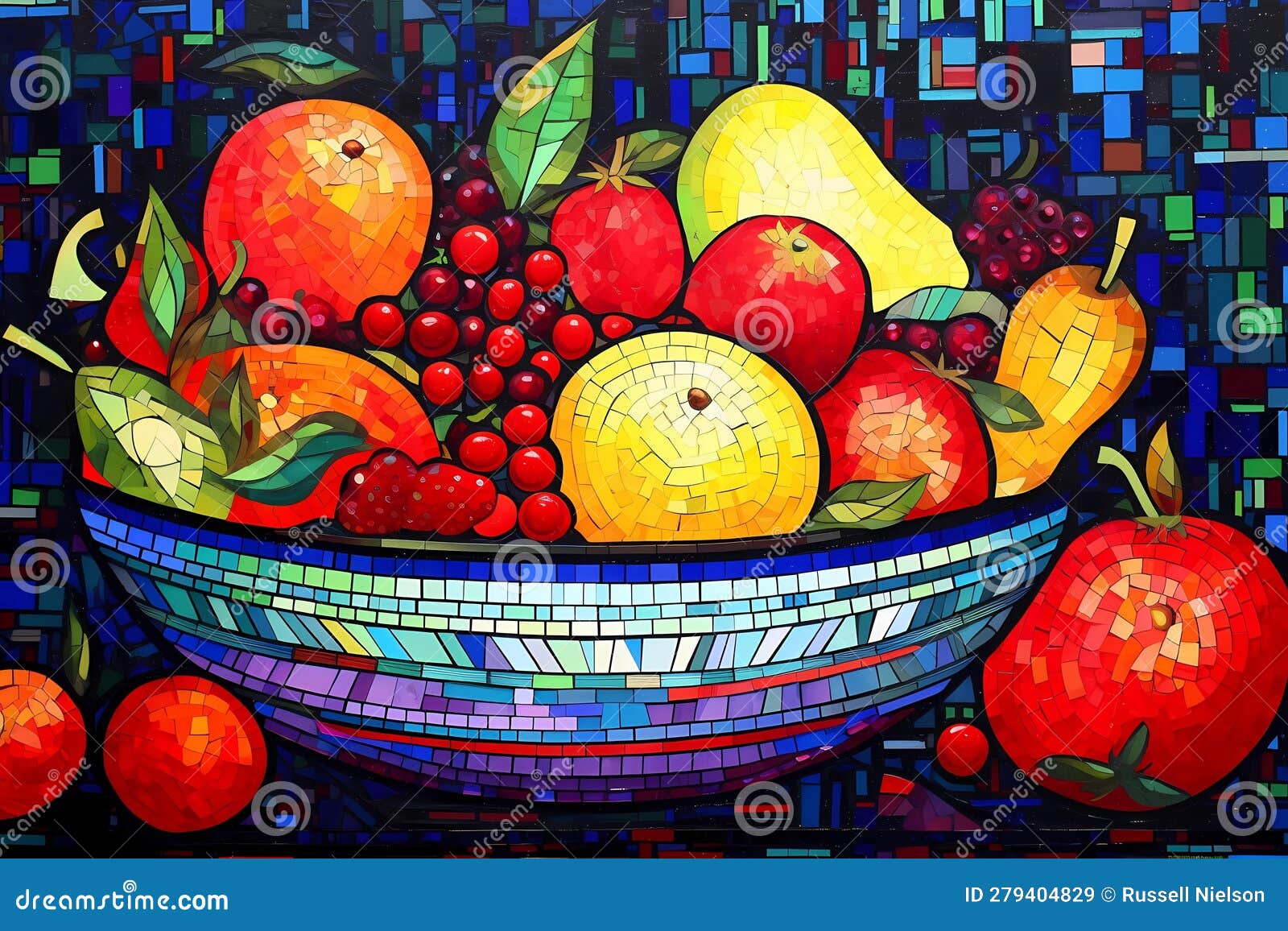 Bowl of Fruit in the Style of Primitivism (Generative AI) Stock ...