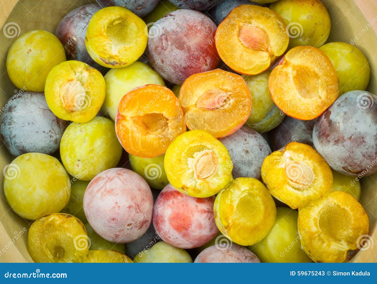 Bowl Full of Different Kinds of Plums; Colorful Stock Image - Image of ...