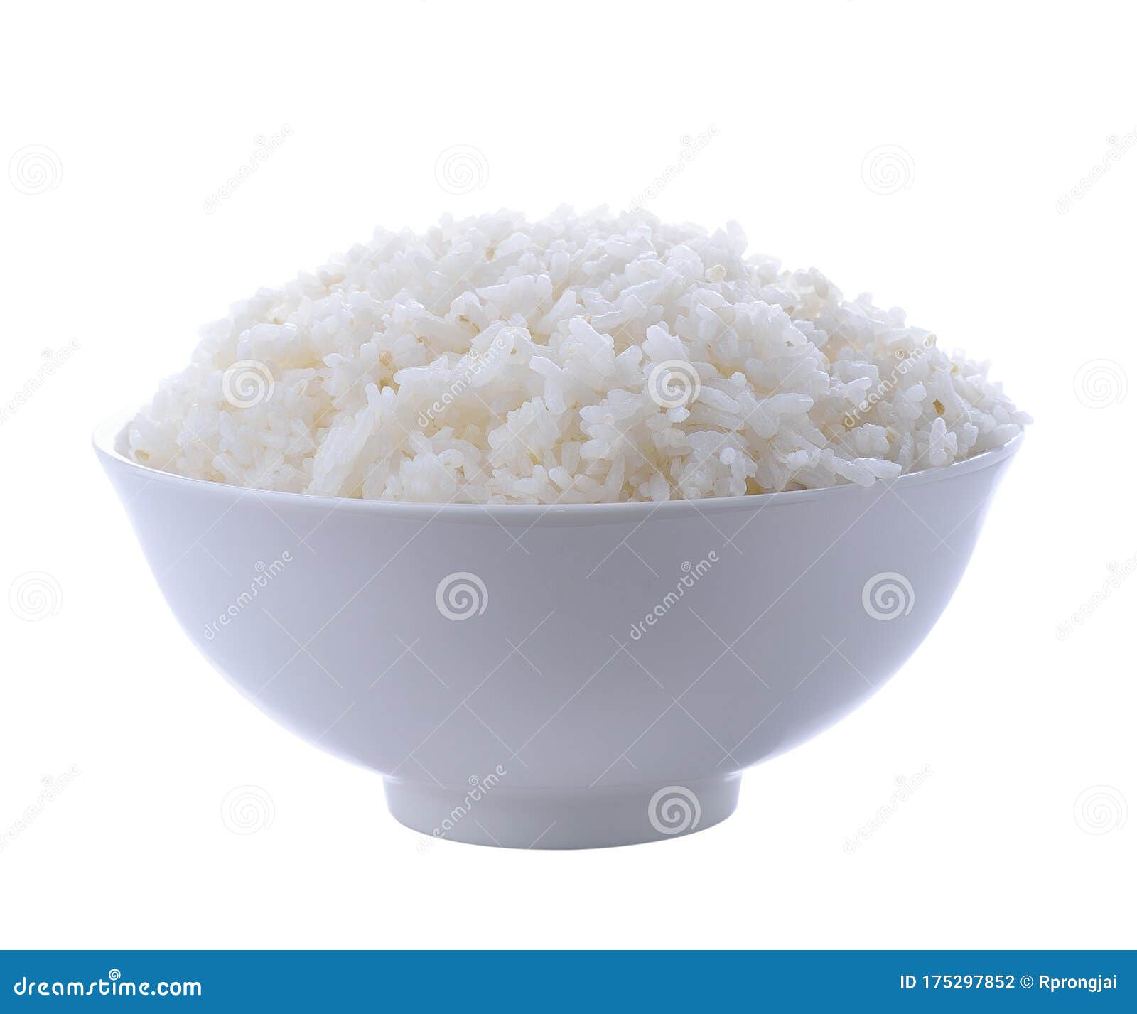Bowl Full of Rice on White Background Stock Photo - Image of white ...