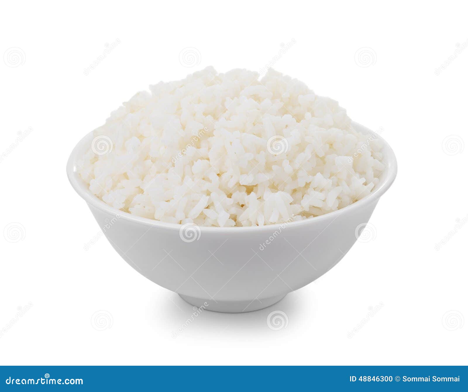 Bowl Full of Rice on White Background Stock Photo - Image of food ...