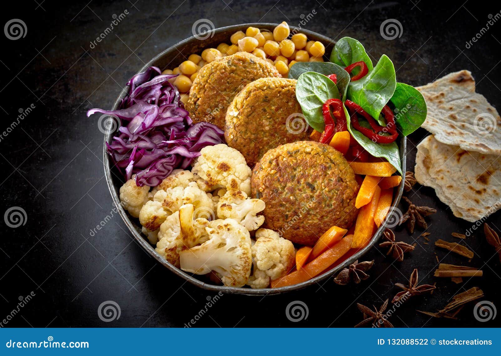 Bowl Full of Vegetables with Cutlets Stock Photo - Image of closeup ...