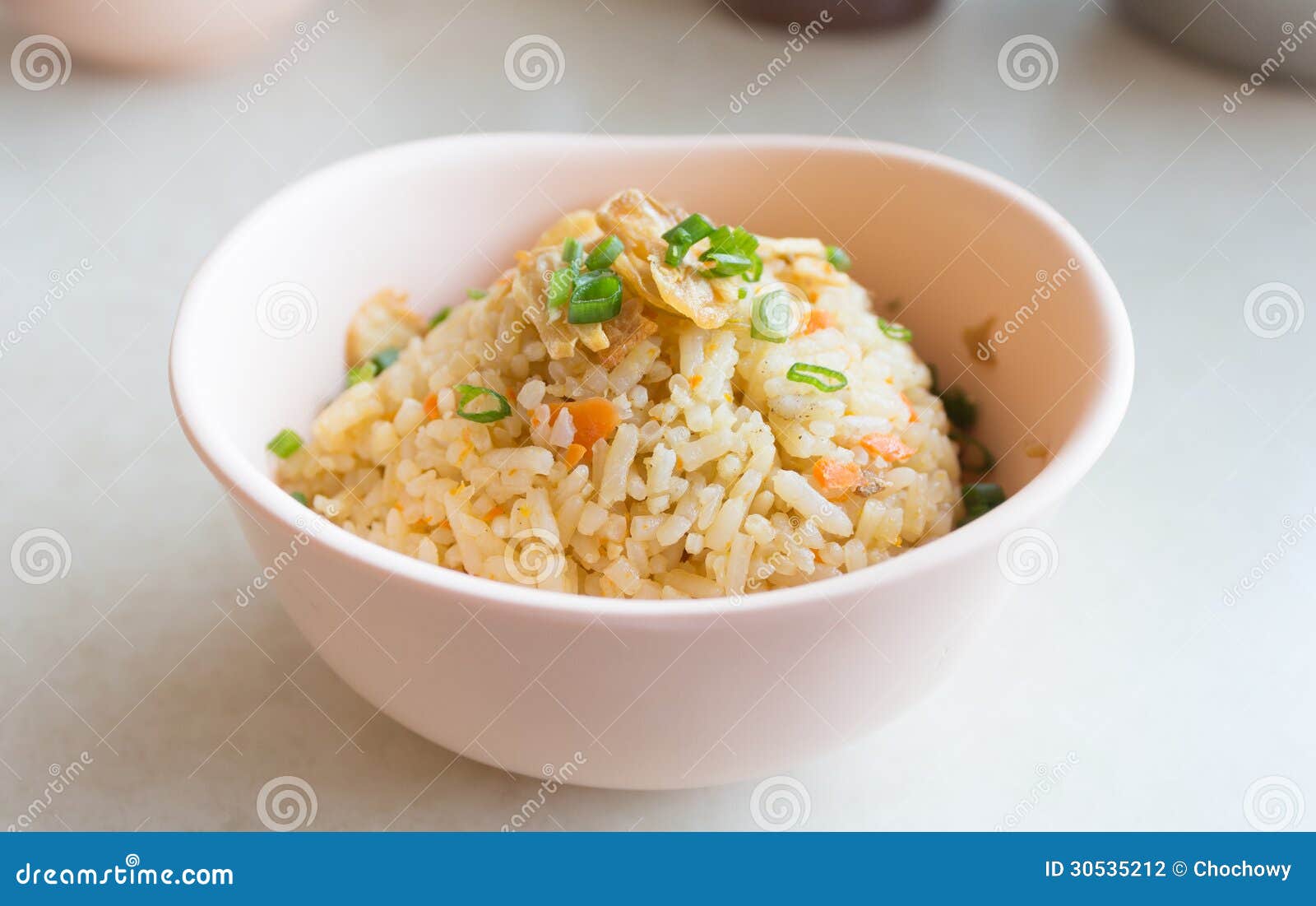 Bowl of garlic fried rice stock photo. Image of dinner - 30535212