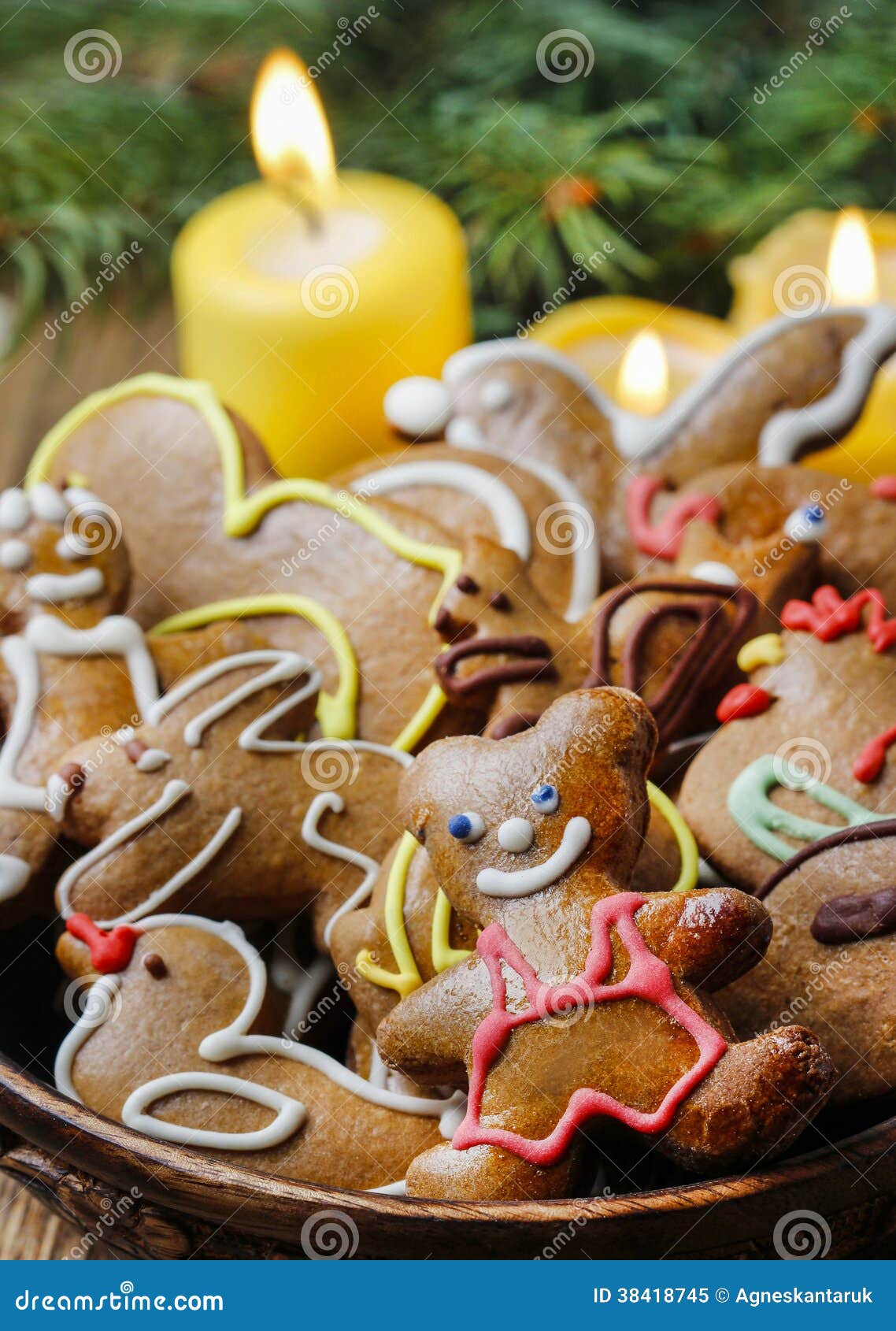 Bowl of Gingerbread Cookies Stock Image - Image of icing, atmosphere ...