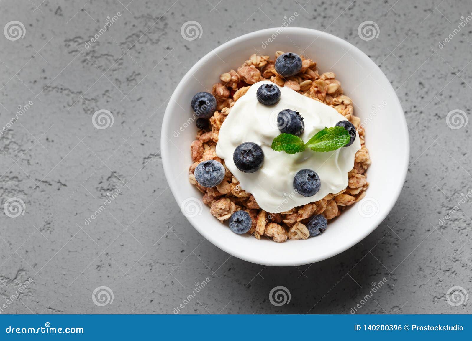 Bowl with Granola and Yogurt, Top View Stock Photo - Image of nutrition ...
