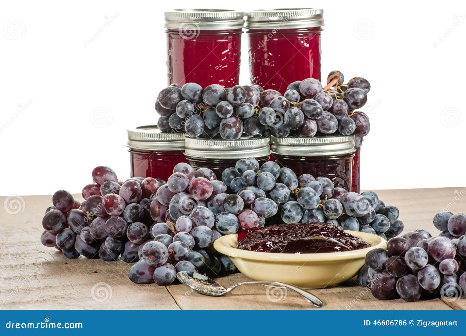 Bowl of Grape Jelly with Jars Isolated Stock Photo - Image of nutrition ...
