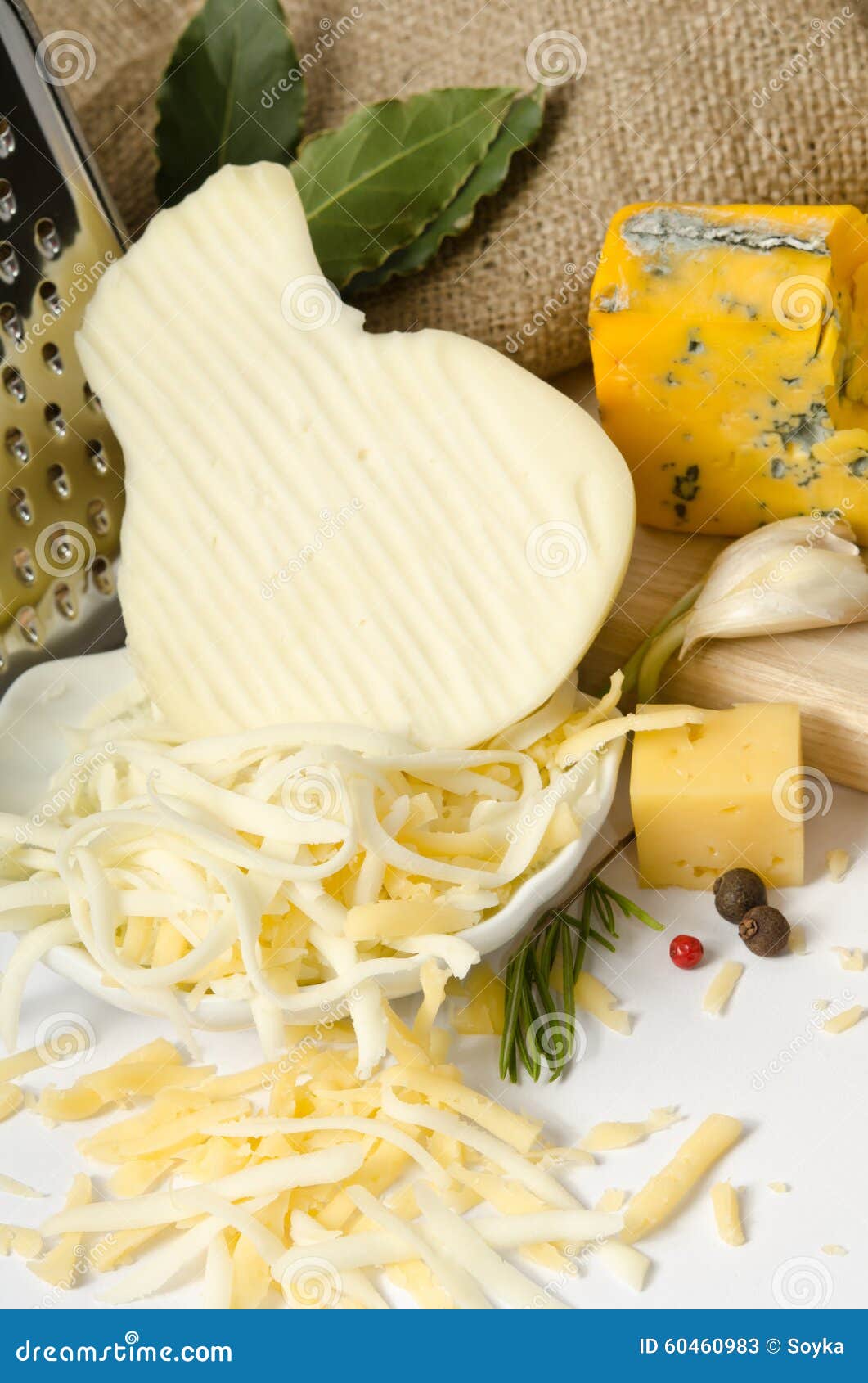 Bowl with Grated Cheese and Spices Stock Image - Image of clove ...