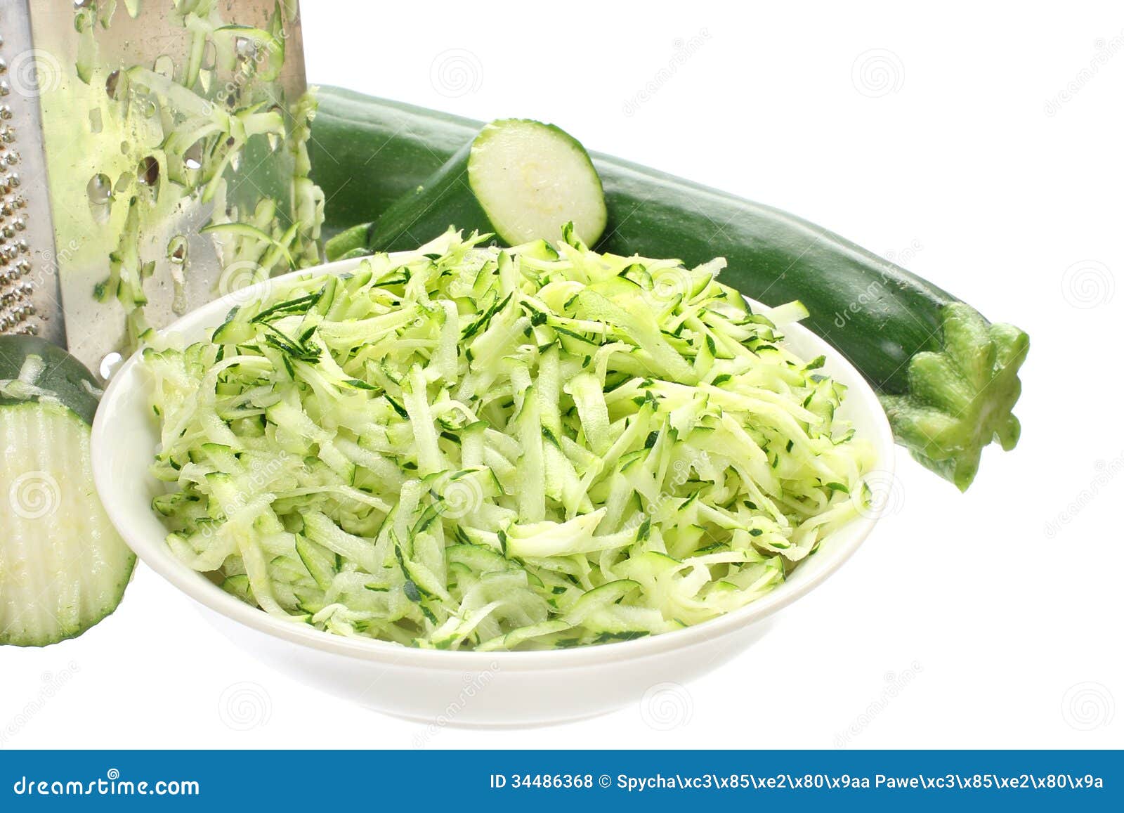 Bowl of grated zucchini stock photo. Image of grated - 34486368