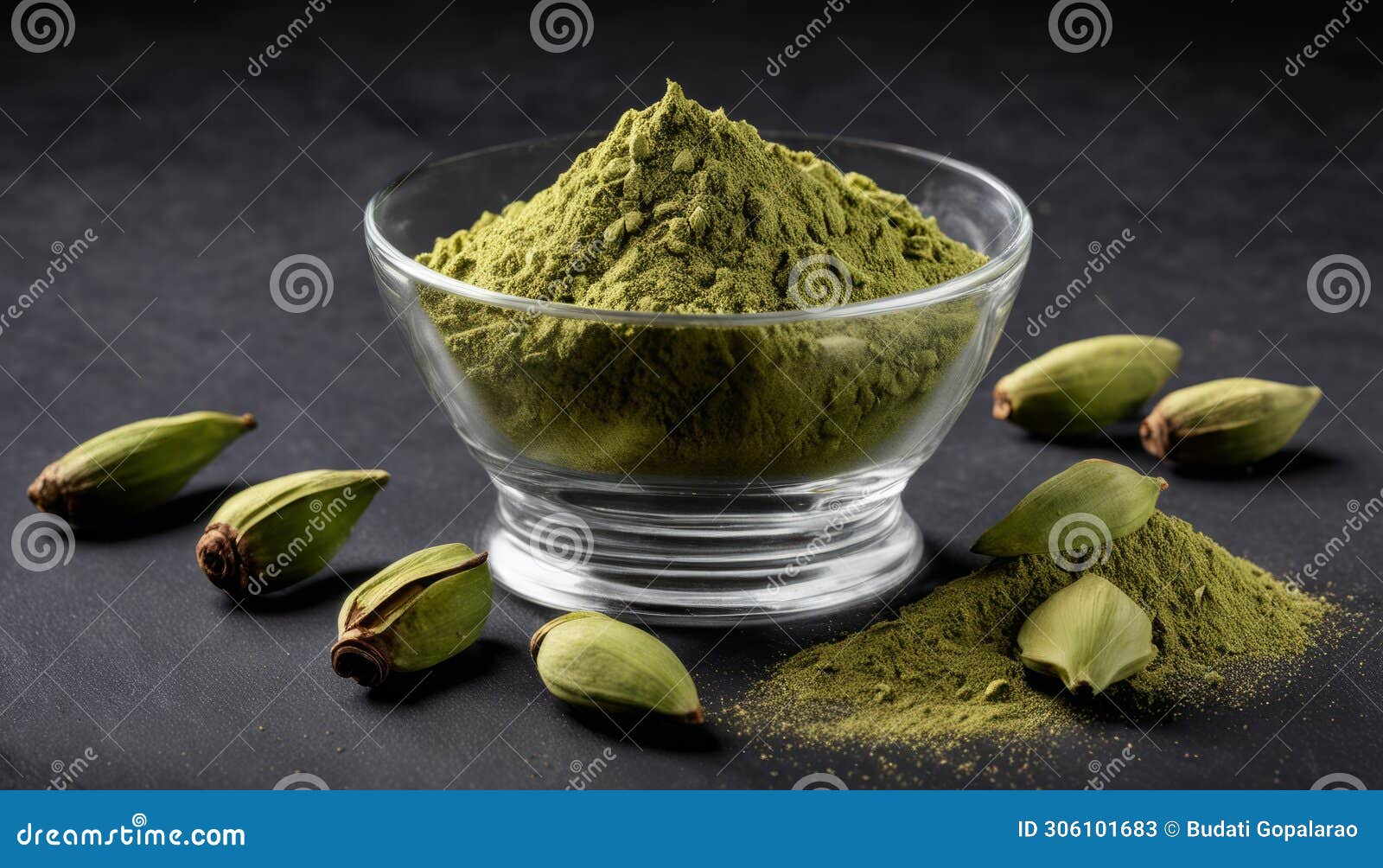 A Bowl of Green Powder and Nuts Stock Illustration - Illustration of ...