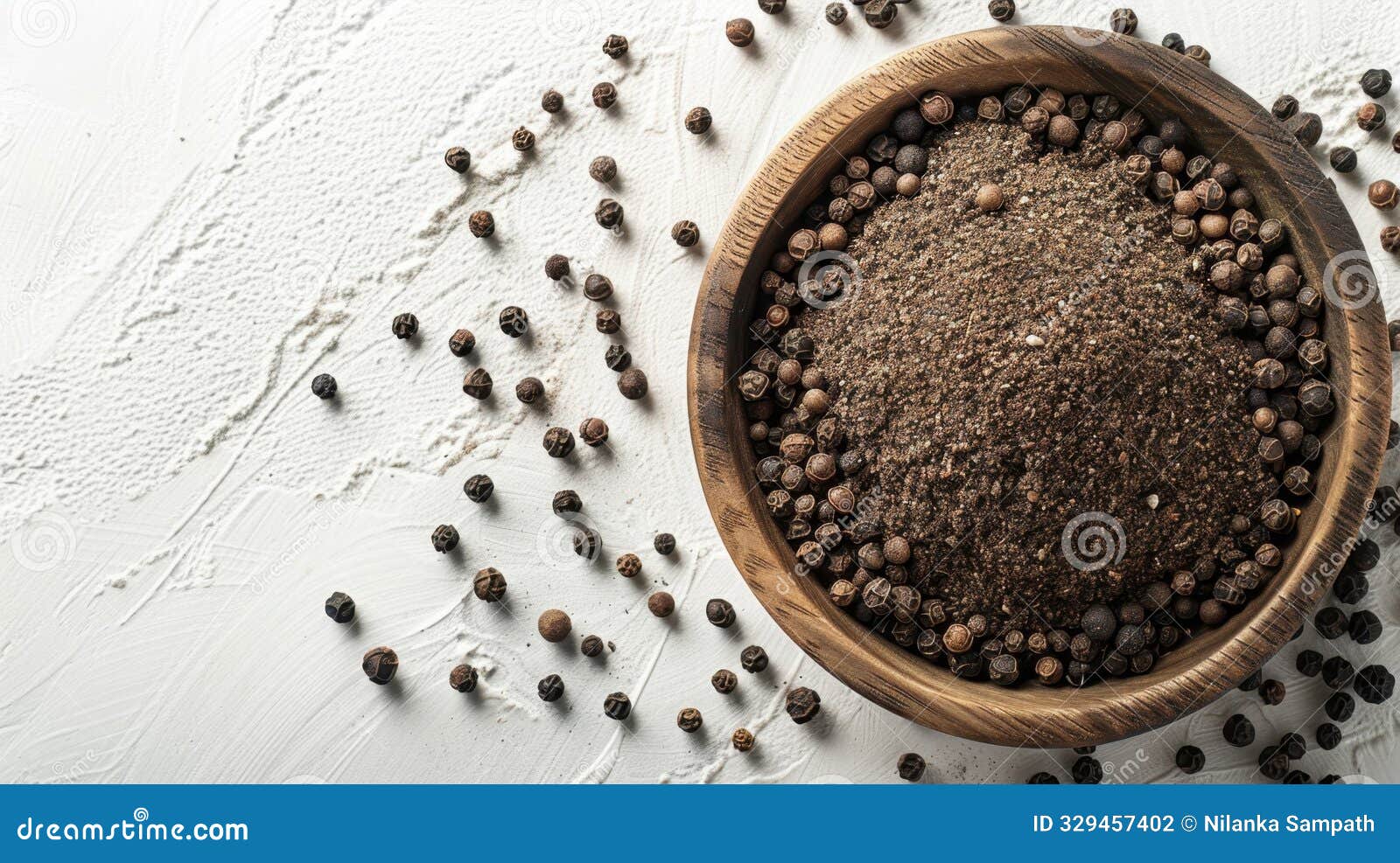 Bowl of Grounded Black Pepper Seeds and Whole Black Pepper Seeds Top ...