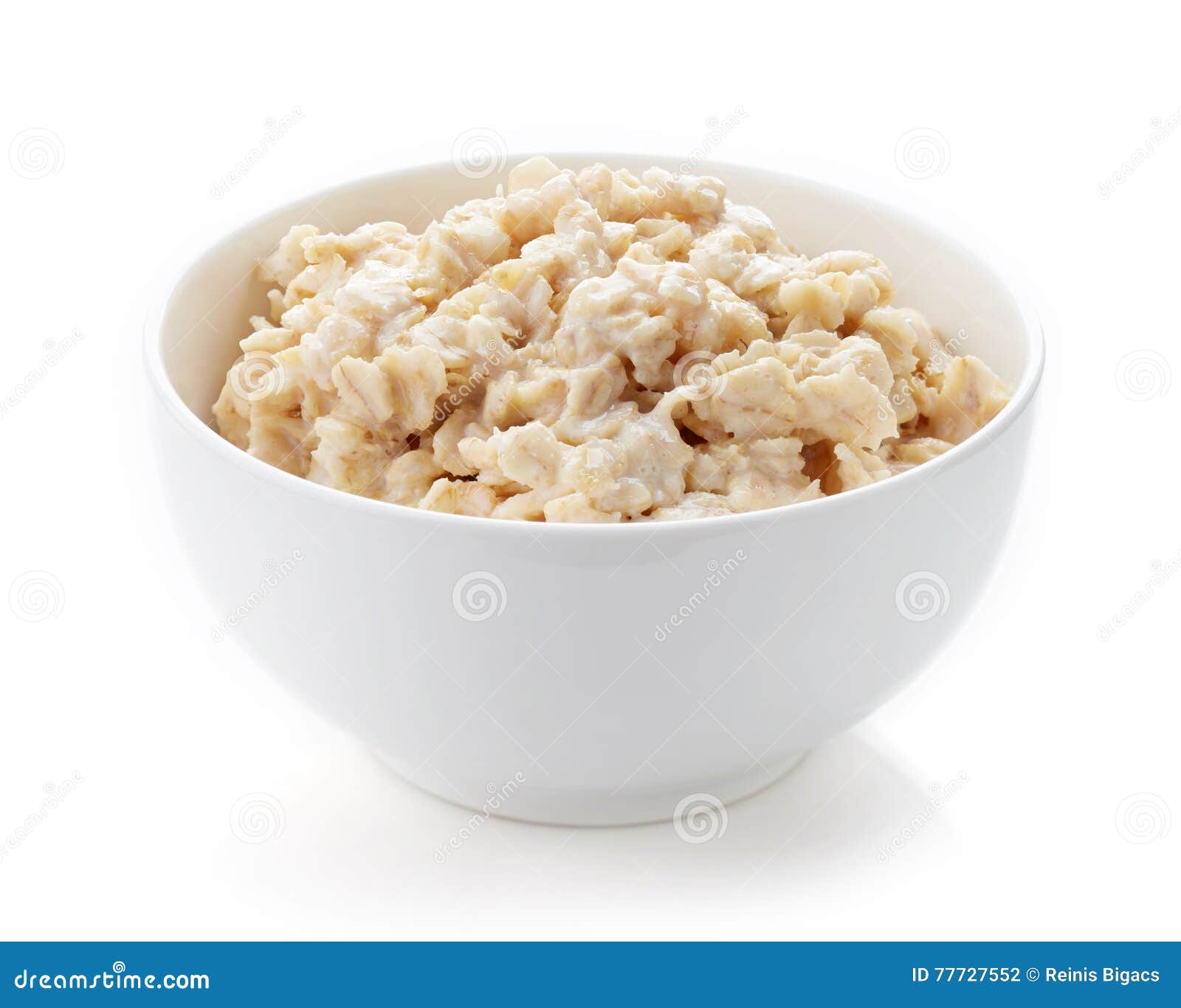 Bowl of Healthy Oatmeal Isolated on White Stock Photo - Image of spoon ...