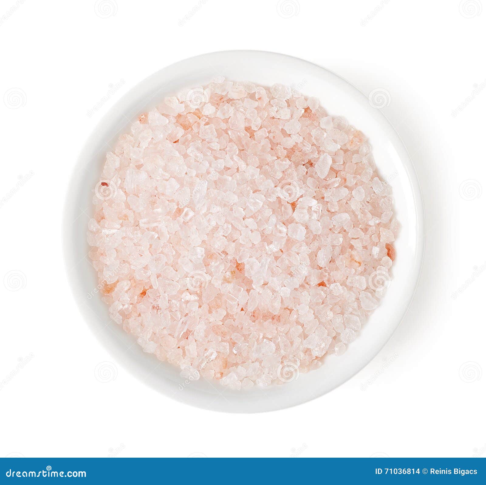 Bowl of Himalayan Salt Isolated on White, Top View Stock Photo - Image ...