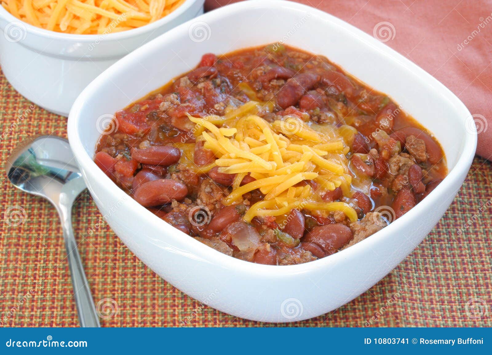 Bowl of Homemade Chili with Shredded Cheddar Stock Image - Image of ...