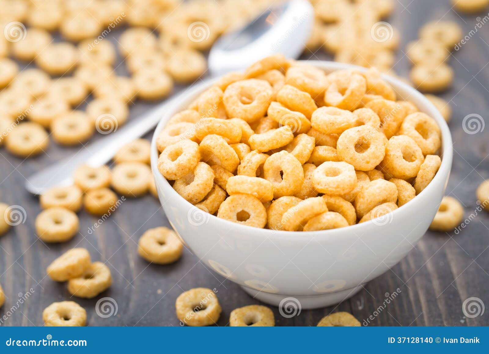 Bowl of honey corn rings stock photo. Image of golden - 37128140
