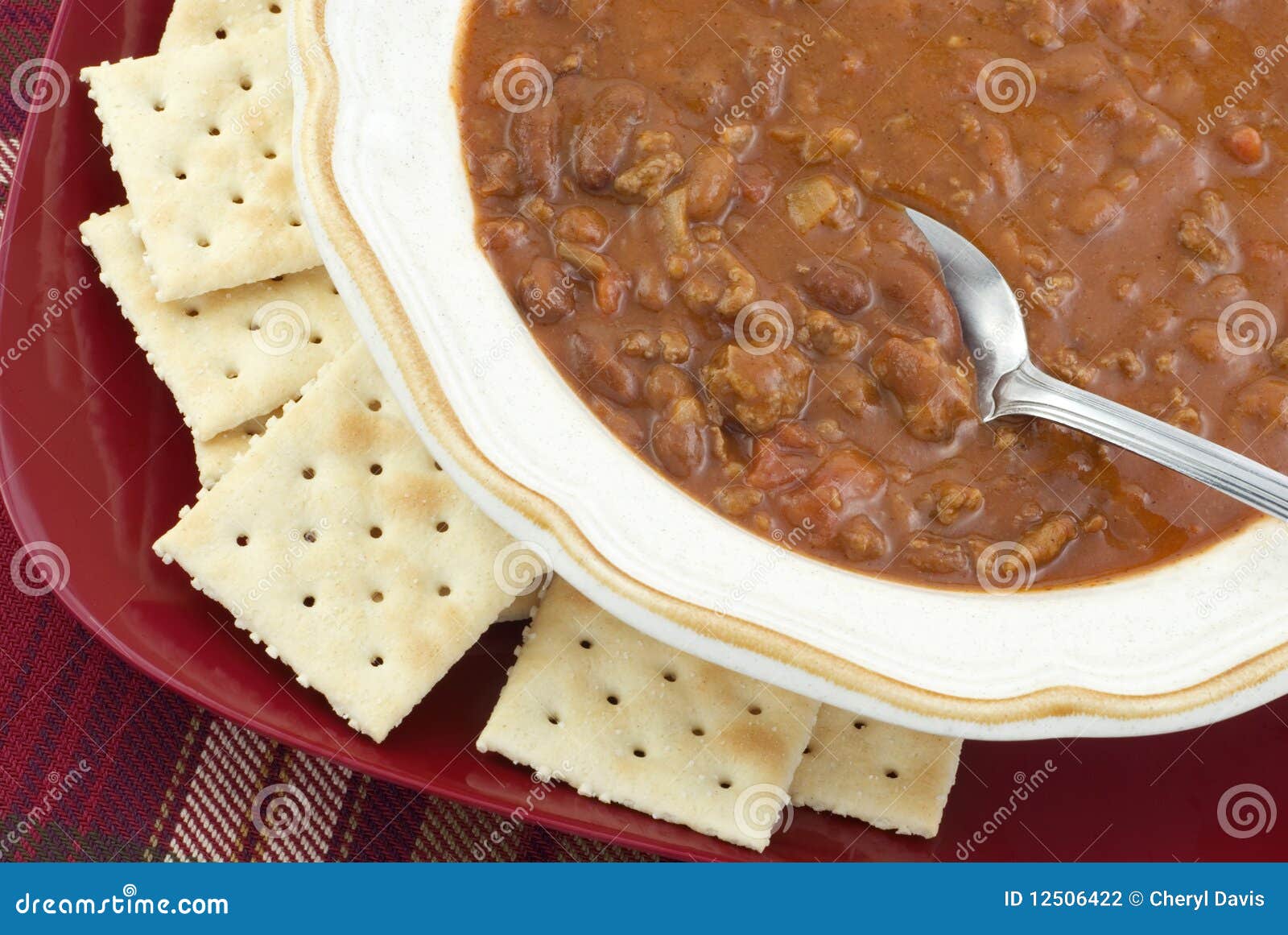 Bowl of Hot Homemade Chili stock photo. Image of dish - 12506422
