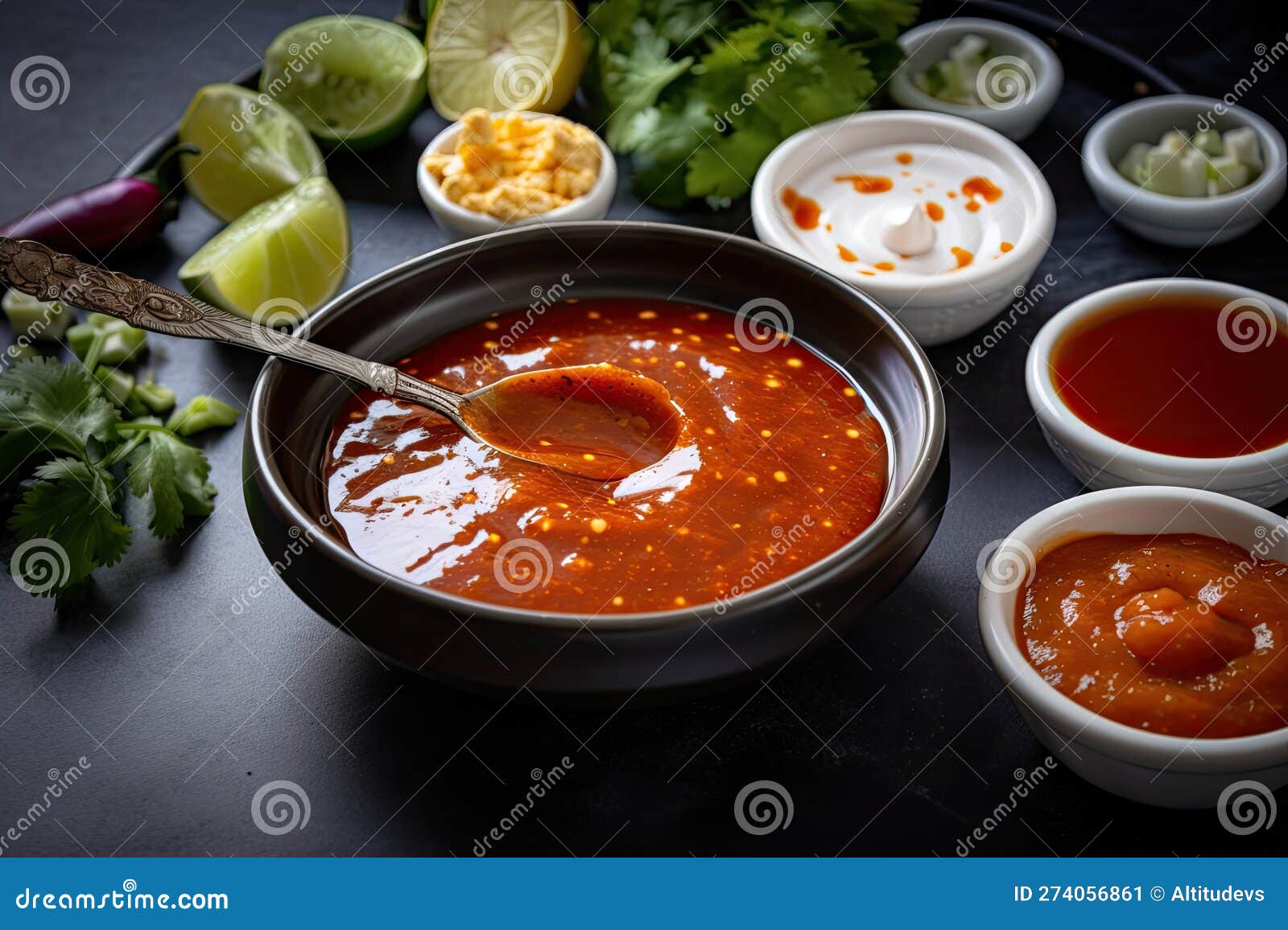 Bowl of Hot Sauce, with Options for Dip and Drizzle Stock Illustration ...