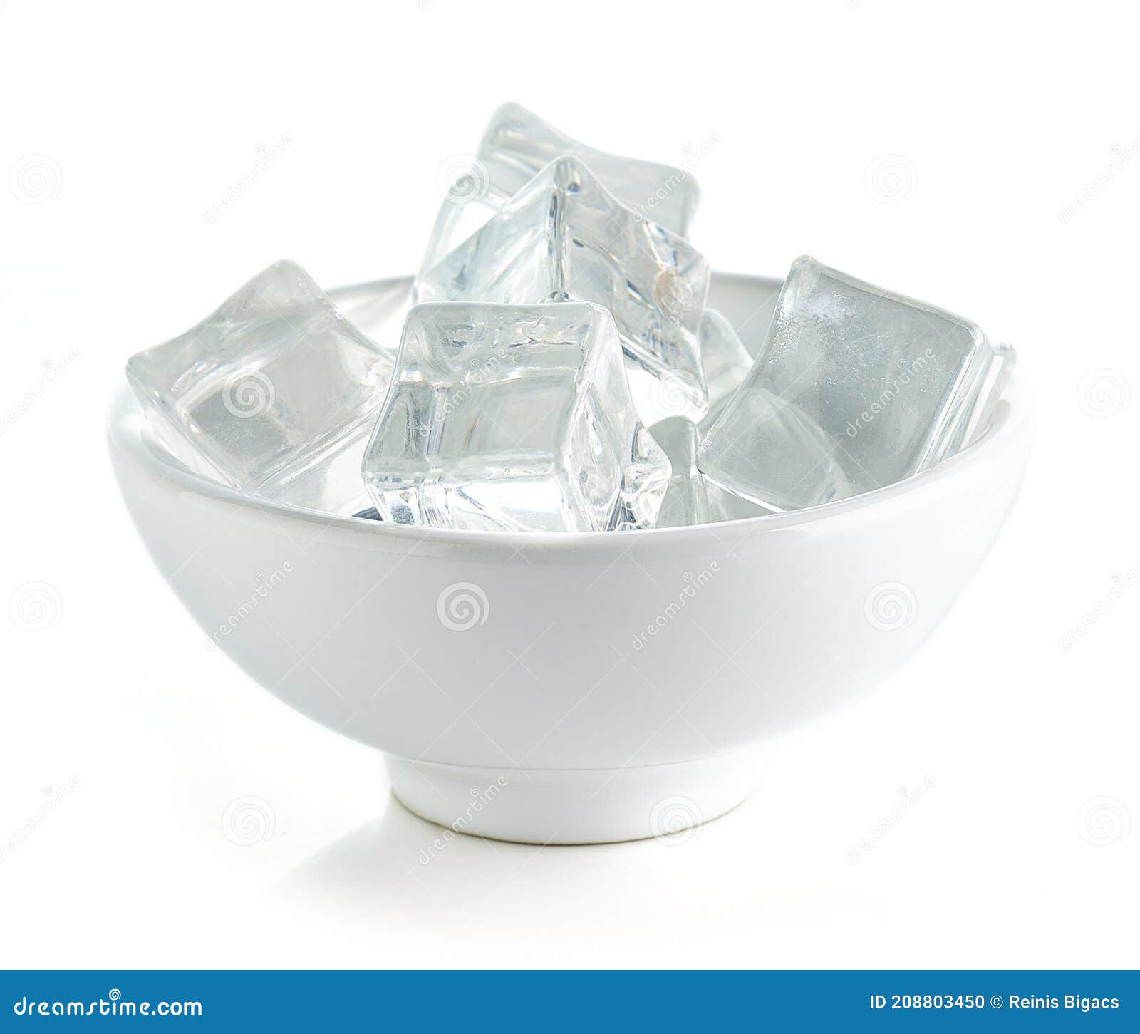 Bowl of Ice Cubes Isolated on White Background Stock Photo - Image of ...